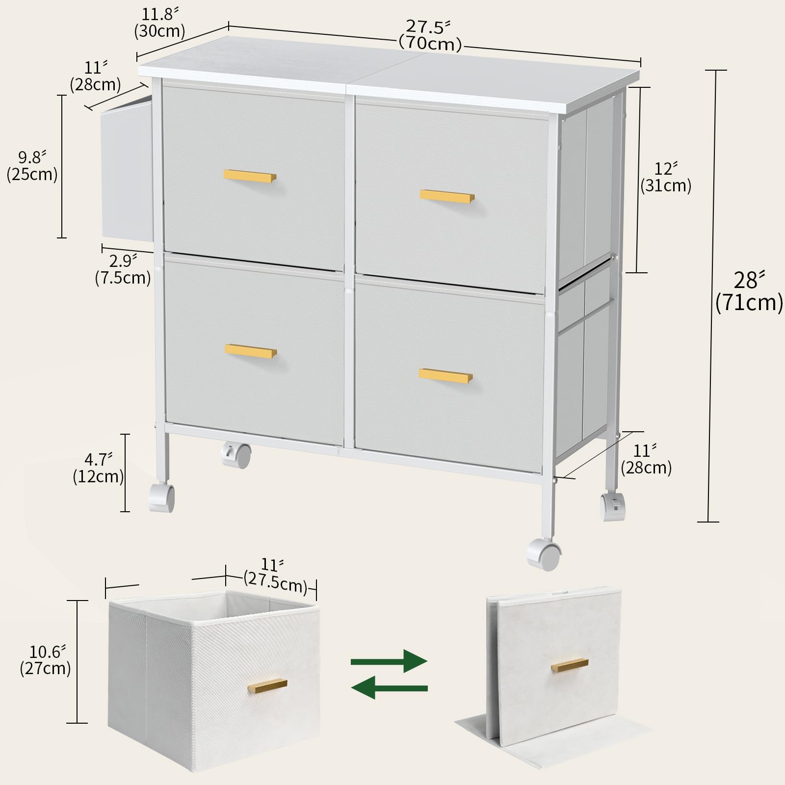 Zvivofla File Cabinet with 4 Drawers,Home Office, White