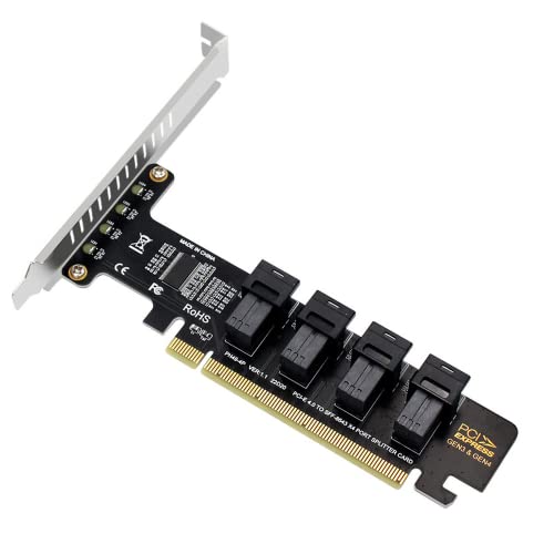 U.2 SFF-8643 PCI-E 16X Expression Card for 4 Port U.2 SFF-8639 PCIe SSD Adaptor Raid for Mainboard SSD