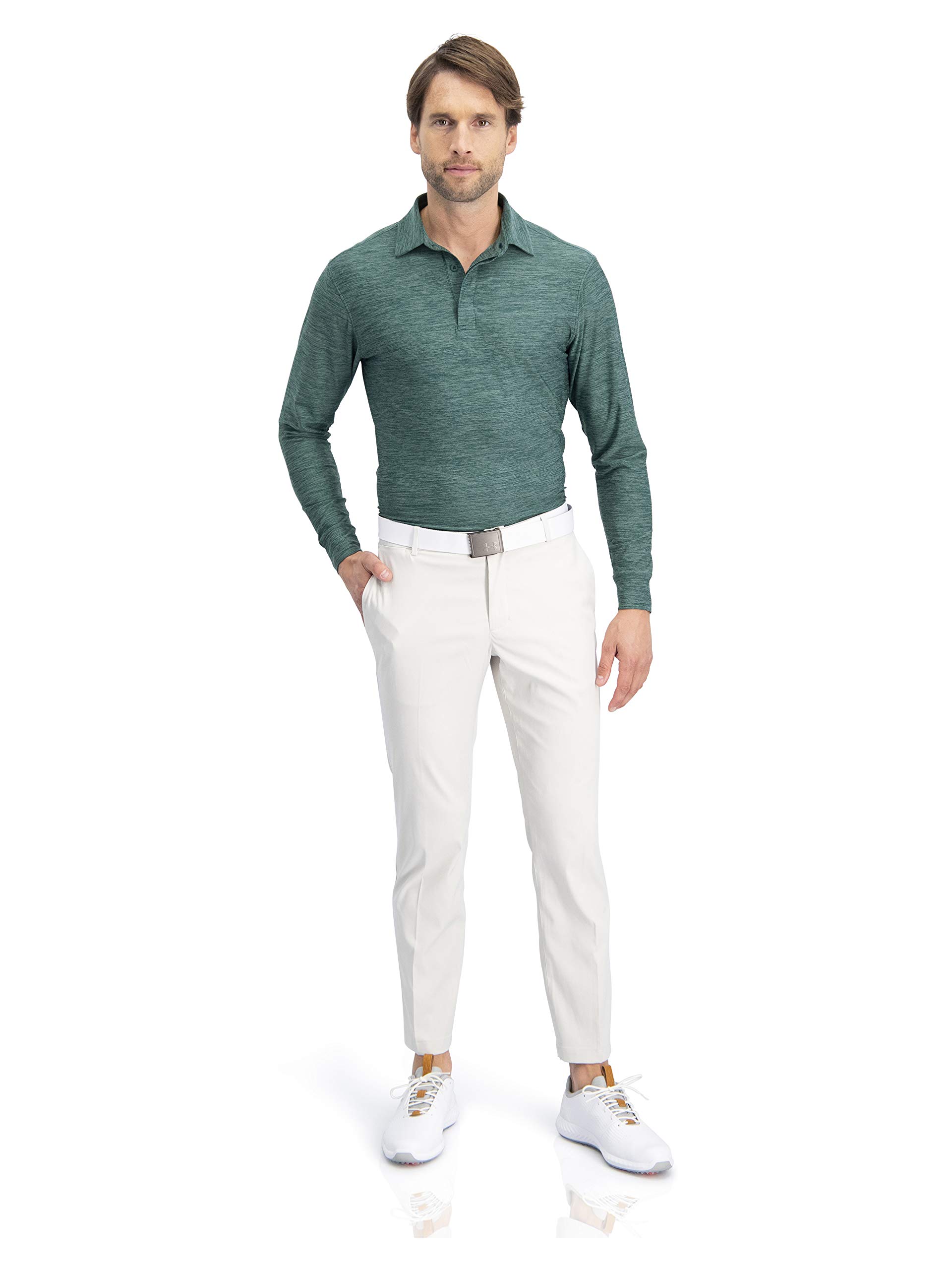 Men's Dry Fit Long Sleeve Golf Shirt - Quick Dry Polo Shirts - UPF 30, Stretch Fabric Royal Blue