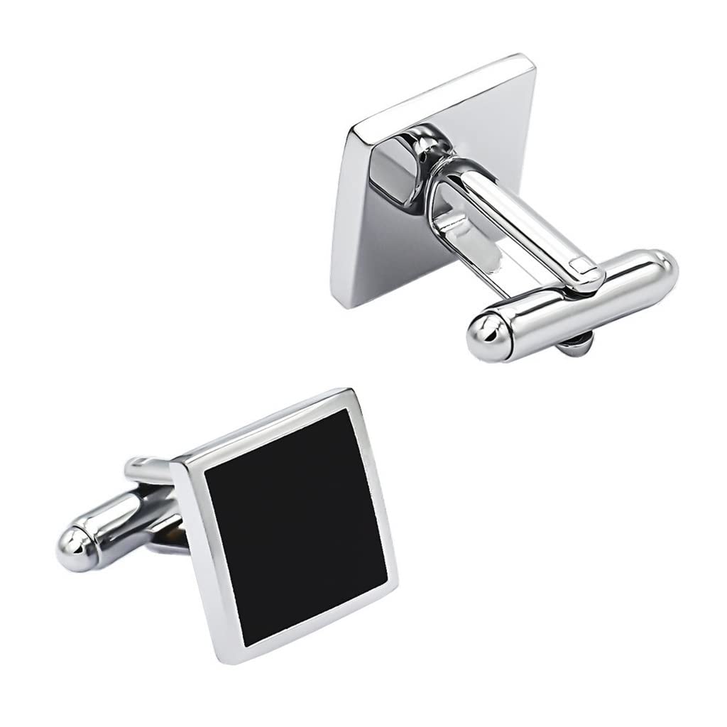 Rectangular Black Cufflinks Men's Business Versatile French Shirt Cuff Button Cuff Nails (Color : A, Size : One Size) (A One Size)