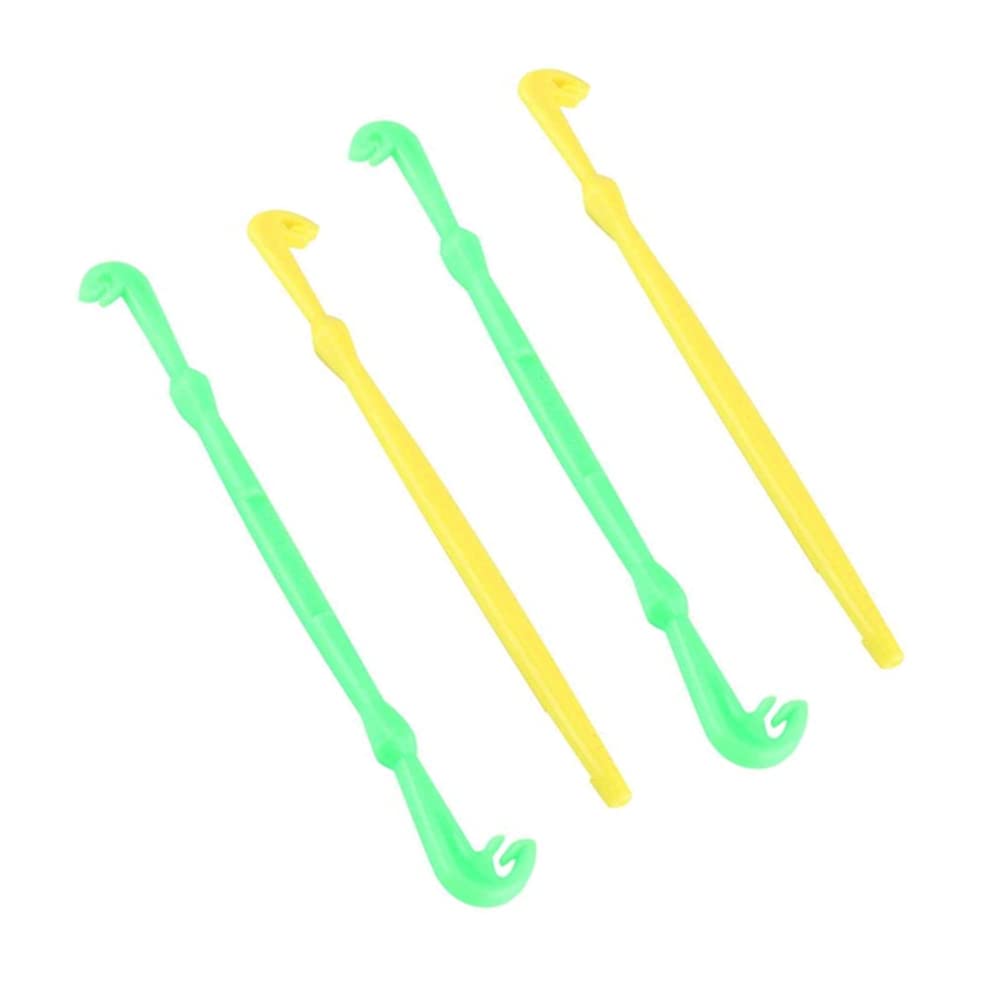 MXXiiv 4 Pcs Easy Hook Loop Tyer Disgorger Tool Fishing Unhooking Disgorger Plastic Hook Disgorger Set Tie Fast Knot Tying Tool for Fly Fishing, Yellow and Green