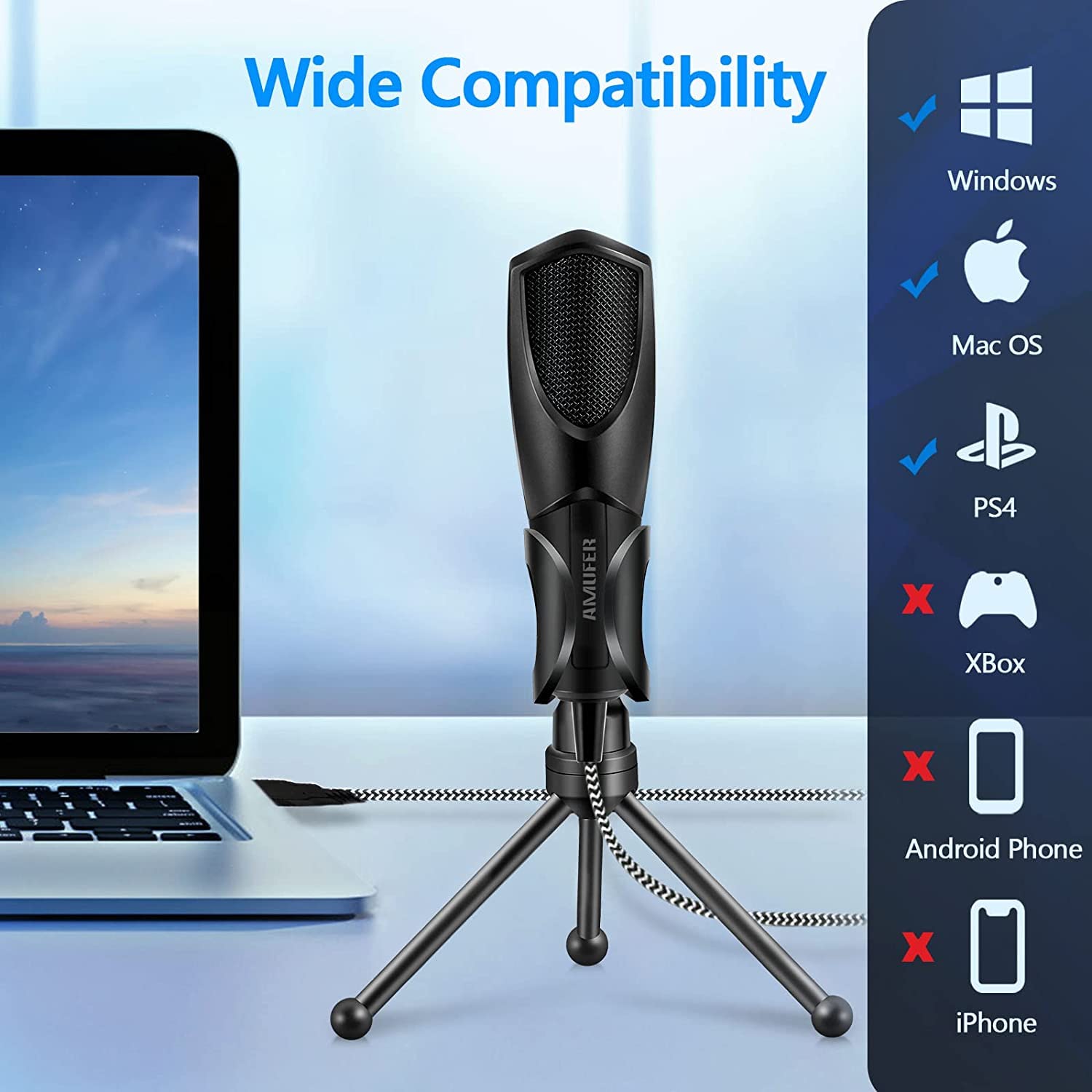 SAROOD USB Microphone, Computer Microphone Recording Condenser Microphone with Tripod Stand for Mac & Windows Voice Recording, Gaming, Live Streaming YouTube Videosā¦