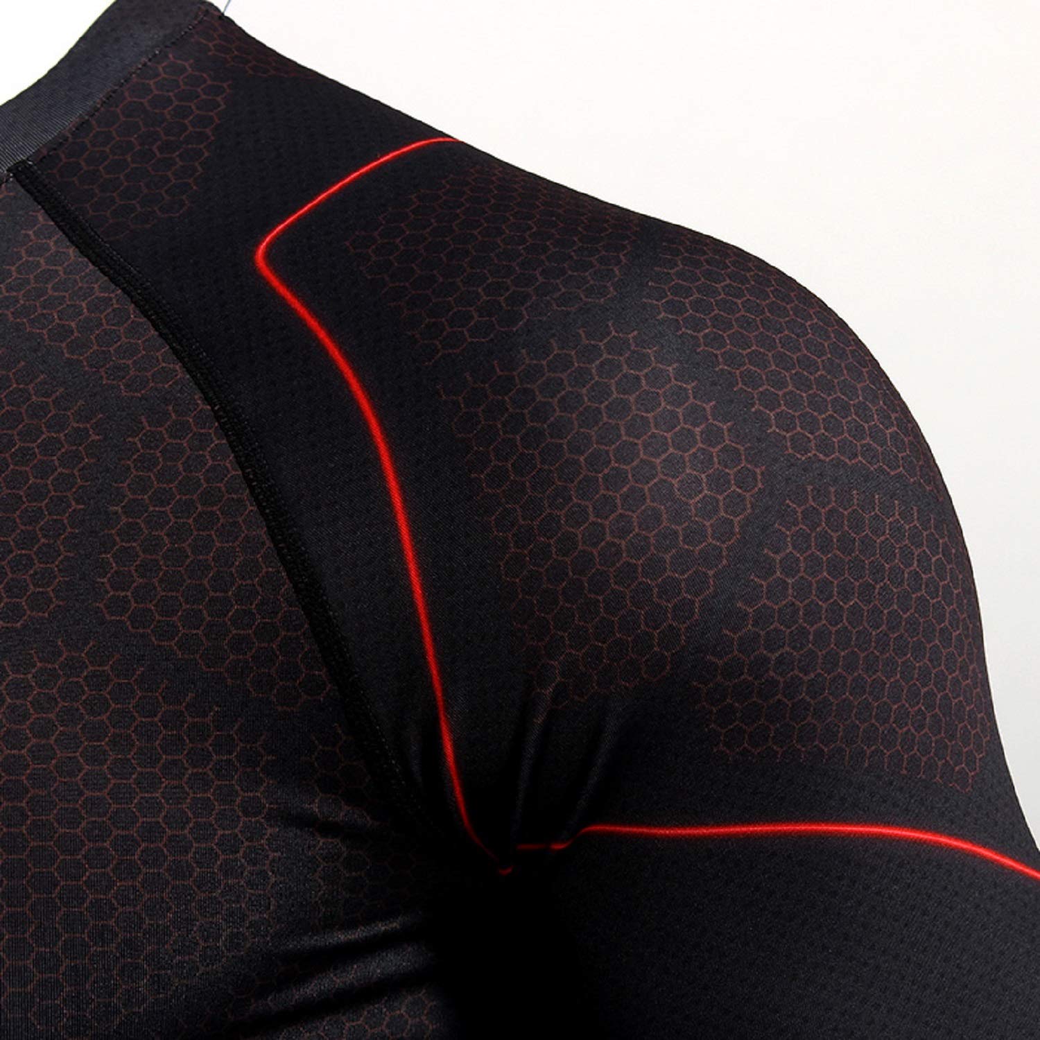 OUIKOS Men's Compression Sport Fitness Shirt 3D Print Workout Quick-Drying T-Shirt (Large,Brick red)
