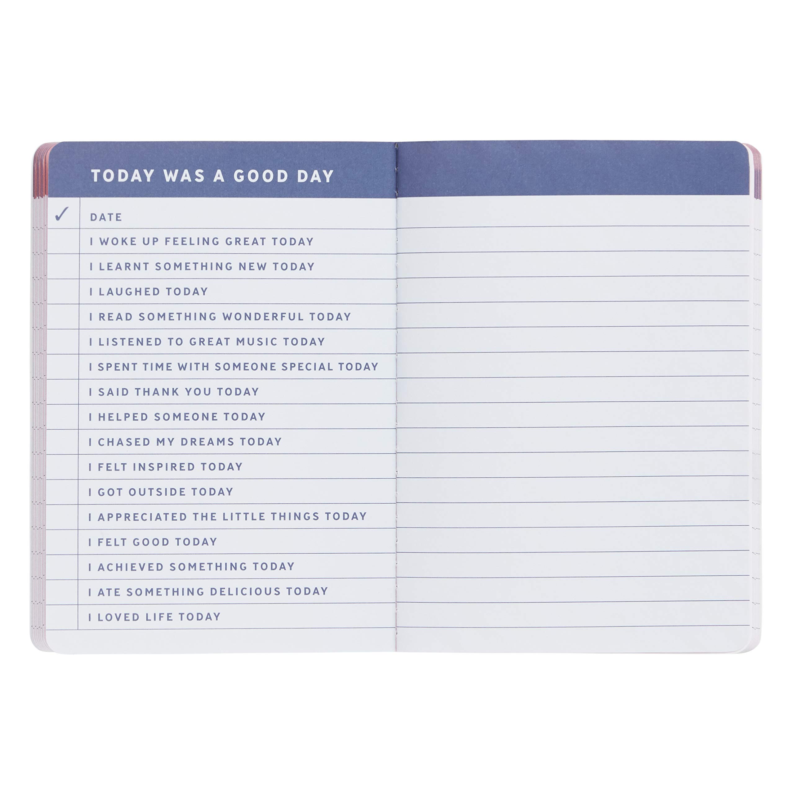kikki.K Inspiration Designer Collection - Today was A Good Day Notebook, Pocket Sized and Gold Foil Detailing, Includes Prompts and Blank Pages, Measures 5.12" L x 3.54" W x 0.2" H