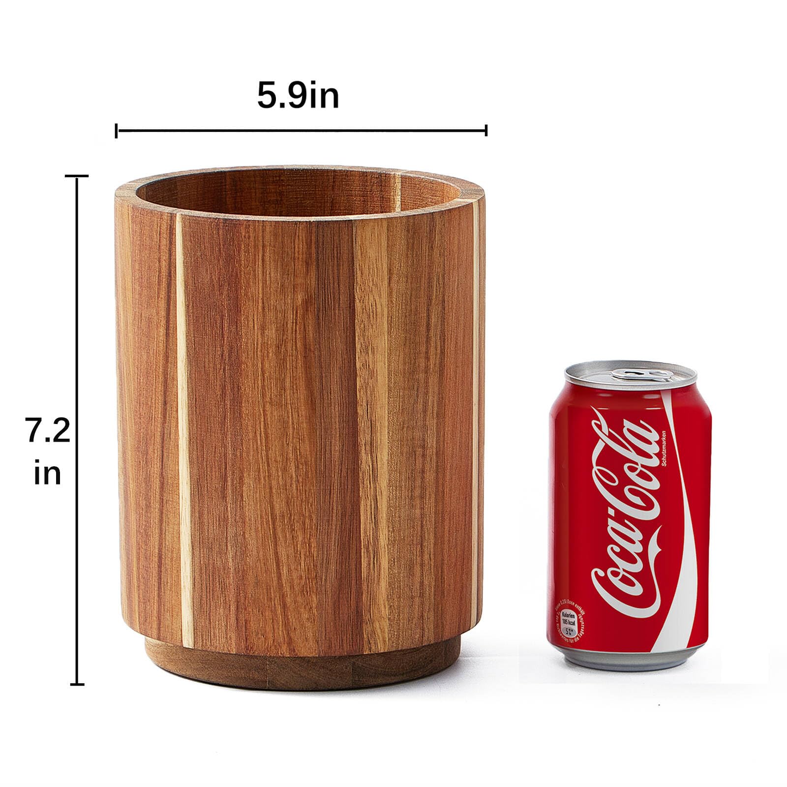 LOHONER Acacia Wood Utensil Holder for Kitchen Counter, 360° Rotating 7.2" Large Cooking Utensil Holder, Kitchen Utensil Storage Organizer for Countertops, Farmhouse Kitchen Decor