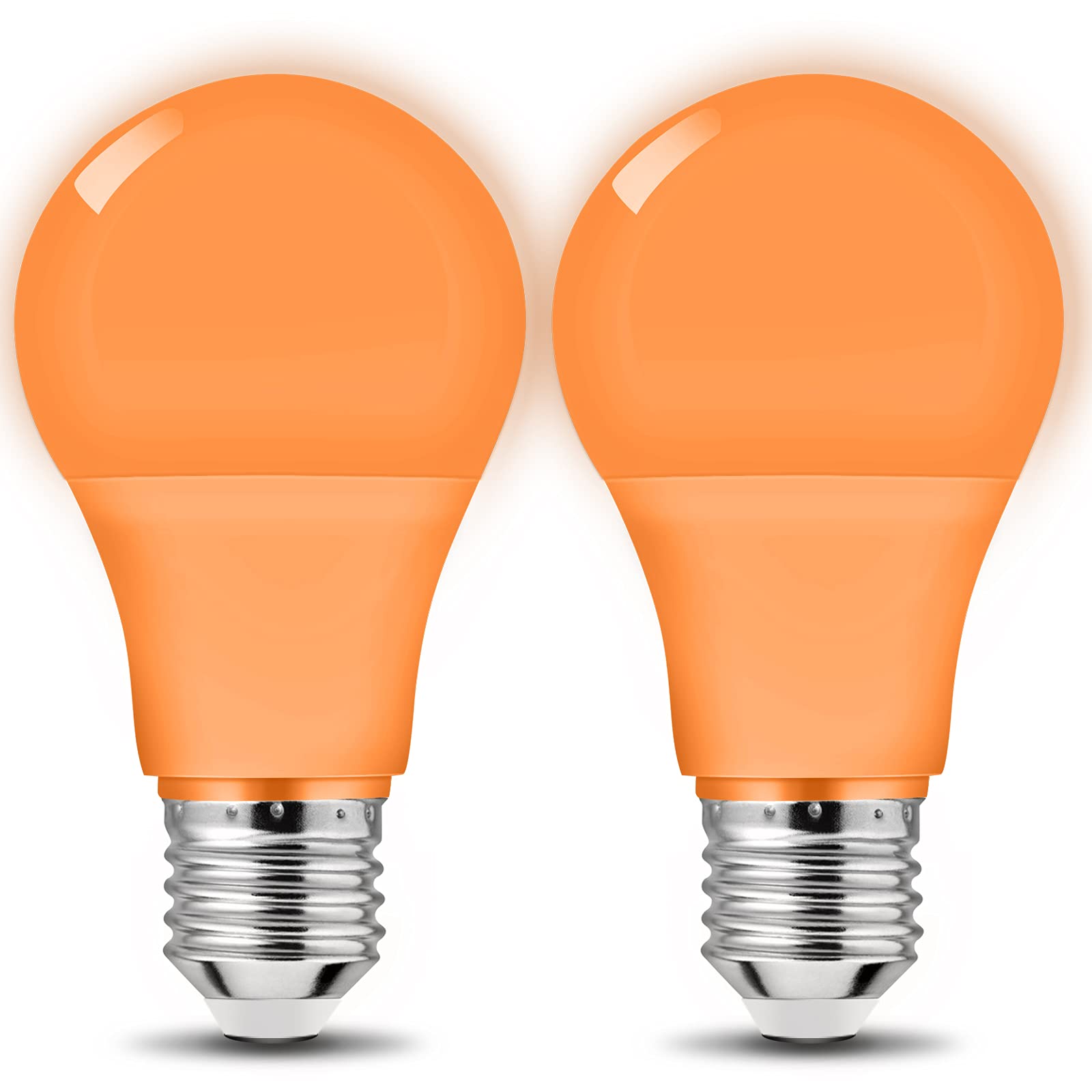 KQHBEN Orange Light Bulbs, 9Watts (60w Equivalent), E26 Base, for Halloween Christmas Party Bar Decor, 2-Pack