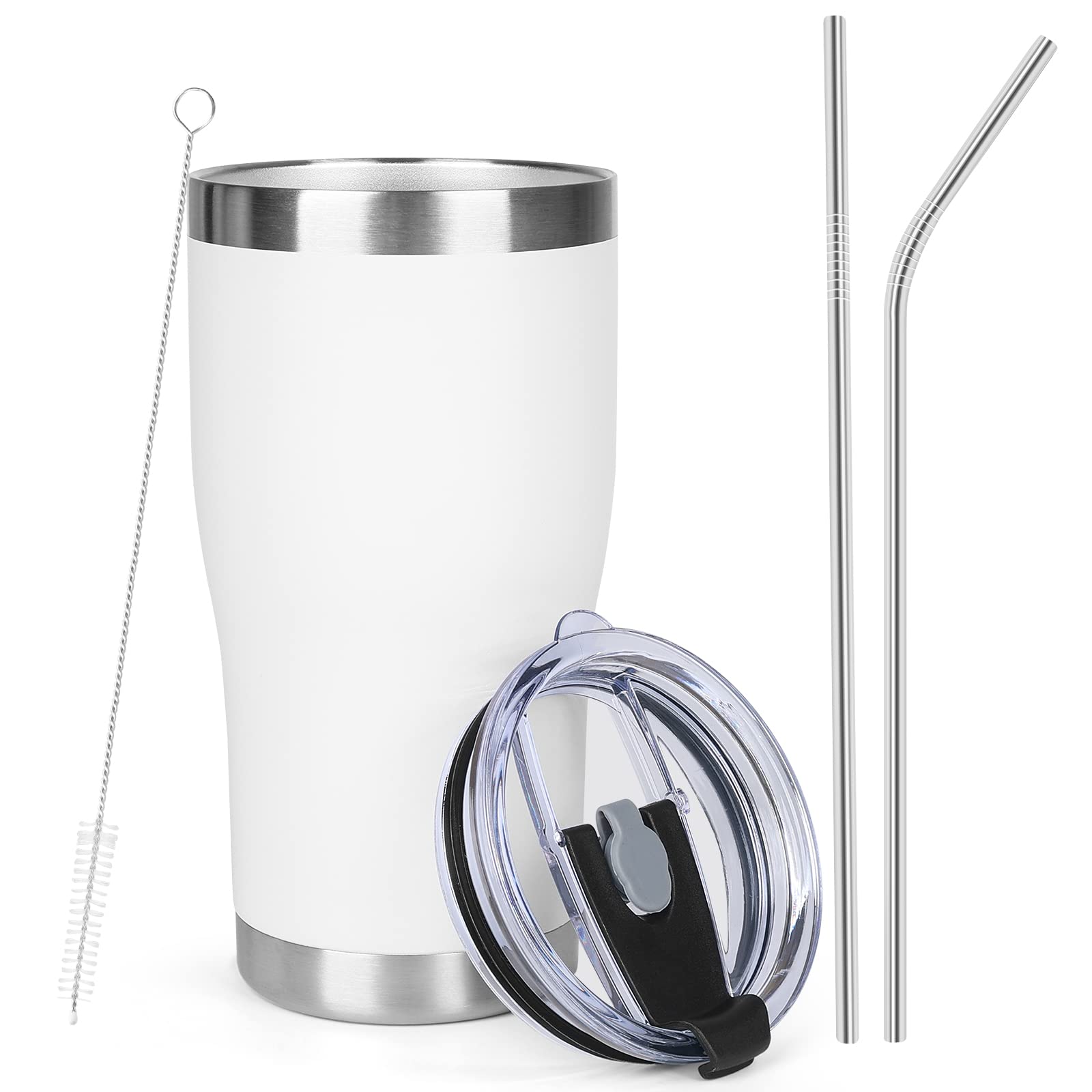 MEZMUT 20oz Coffee Tumbler with Lid and Straw Double Wall Vacuum Insulated Cup Stainless Steel Travel Mugs Insulated for Hot and Cold Leakproof Powder Coated Tumbler for Indoor and Outdoor