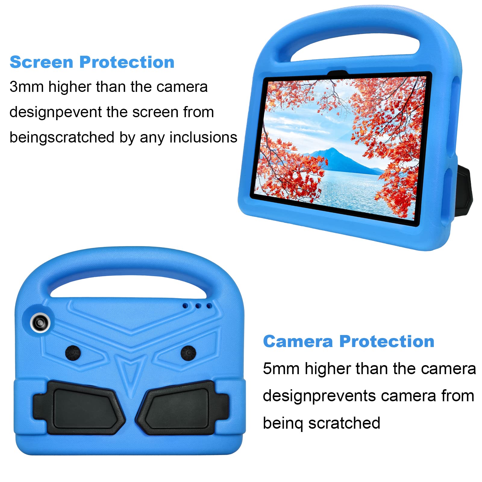 Kindle fire HD 8 Kids Case (Fits 2018 2017 2016 Version, 8th/7th/6th Gen), UGOcase Kids Friendly Kids Case for Fire HD 8 inch Tablet (6th & 7th & 8th Gen Tablet, 2016 & 2017 & 2018 Release), Blue