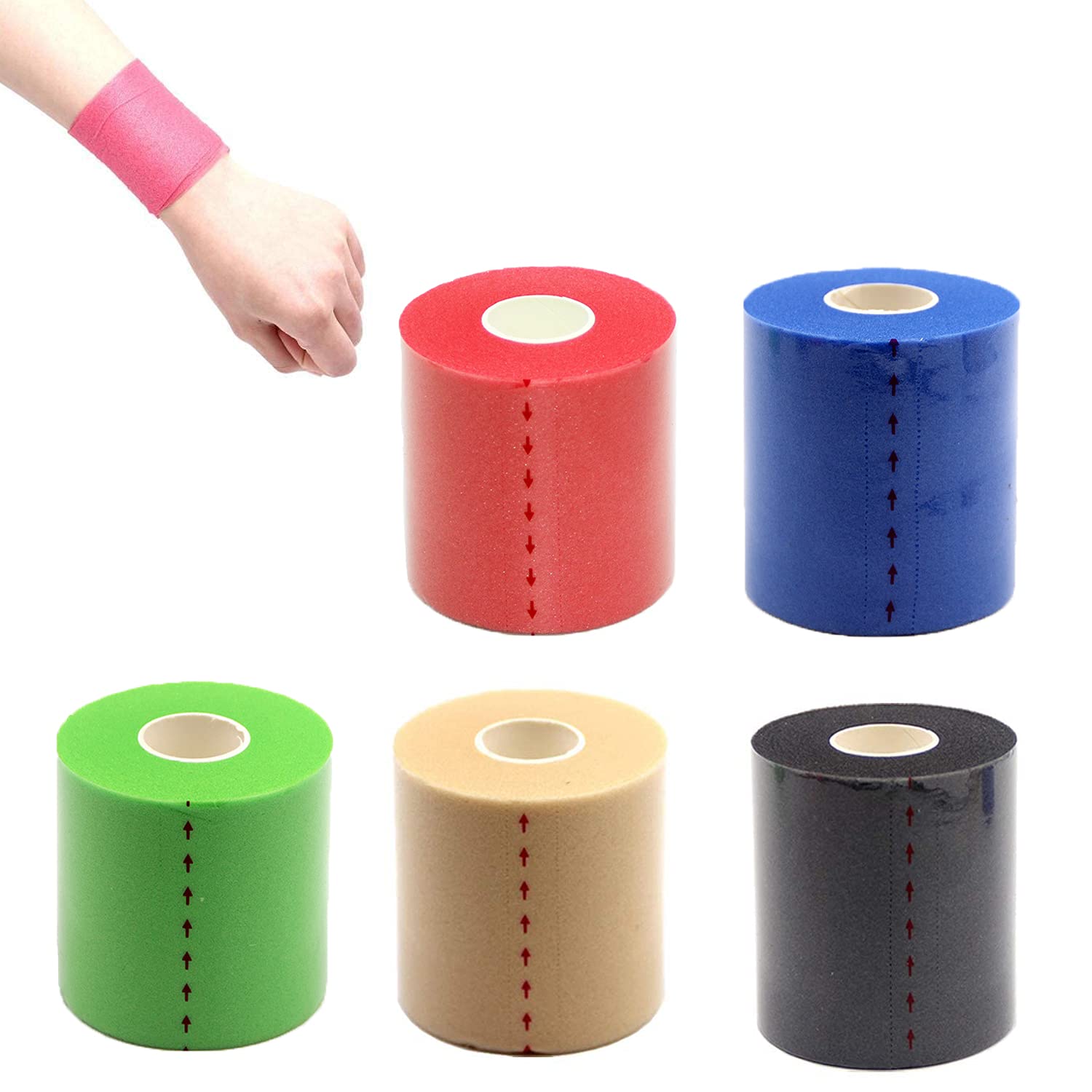 KISEER 5 Rolls Foam Sports Pre-Wrap Underwrap Bandage Athletic Tape for Hair Wrists Elbow Knees Ankles