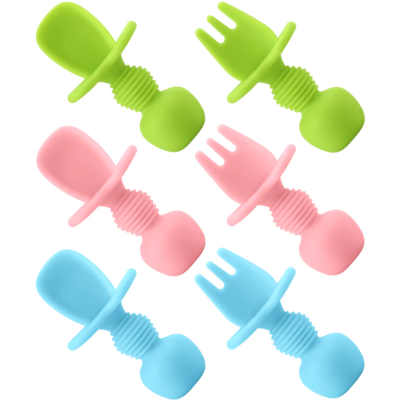 Silicone Baby Led Weaning Spoons and Forks, First Stage Toddler Utensils for Baby Led Weaning, Self Feeding