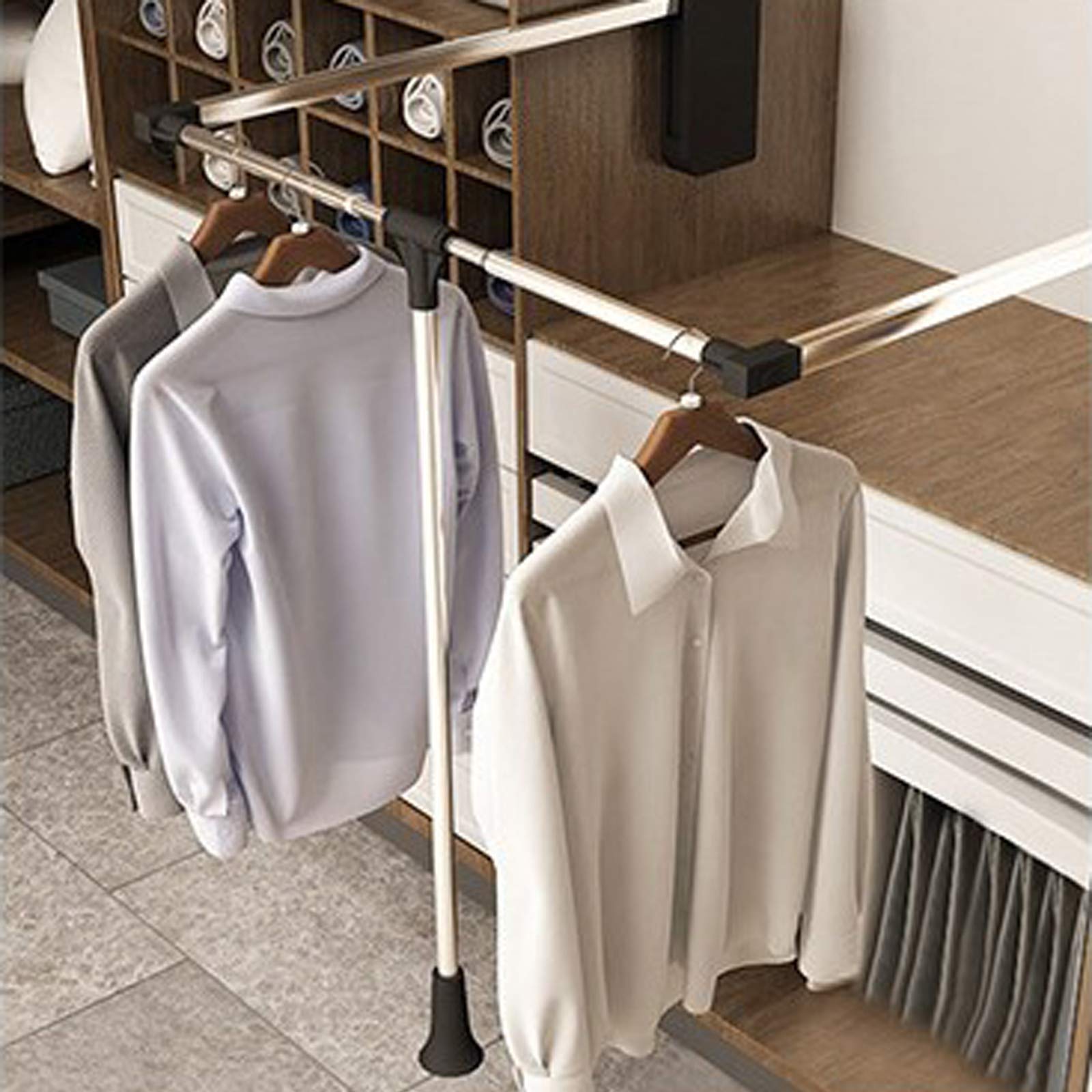 Modket Pull Down Wardrobe Closet Rod Lift Rail Organizer Storage System Closet Hanger Rod for Hanging Clothes Space Saving Aluminum Adjustable (26-35 Inches)