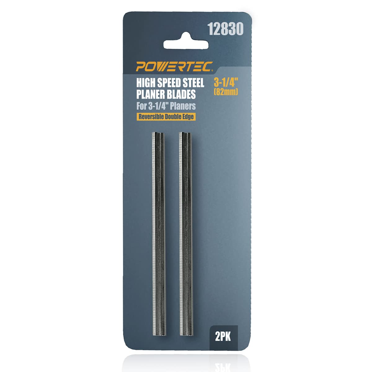 POWERTEC 12830V 3-1/4" (82mm) HSS Hand Held Planer Blades Replacement for Black&Decker, Bosch, Craftsman, DeWalt, Hitachi, Makita, Porter Cable, Ryobi, Skil, Stanley, Wen - Set of 2