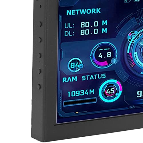 Uxsiya Computer Display Monitor, ABS Stepless Bright Adjustment Secondary Screen Auto Shutdown with 2pcs Cable for Office