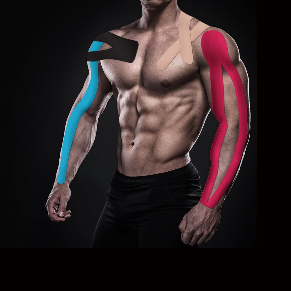 Kinesiology Tape 1/2 /5 Rolls Sports Athletic Mucle Wrist Knee Ankle Elastic Waterproof Breathable 2 Inch x 16 Feet Beige 1 Roll by SOON GO