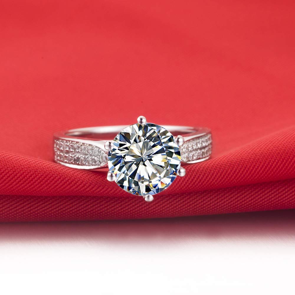 LONAGO Brilliant 1.5CT Real Moissanite Diamond Engagement Ring Solid 14k White Gold Wedding Anniversary Ring