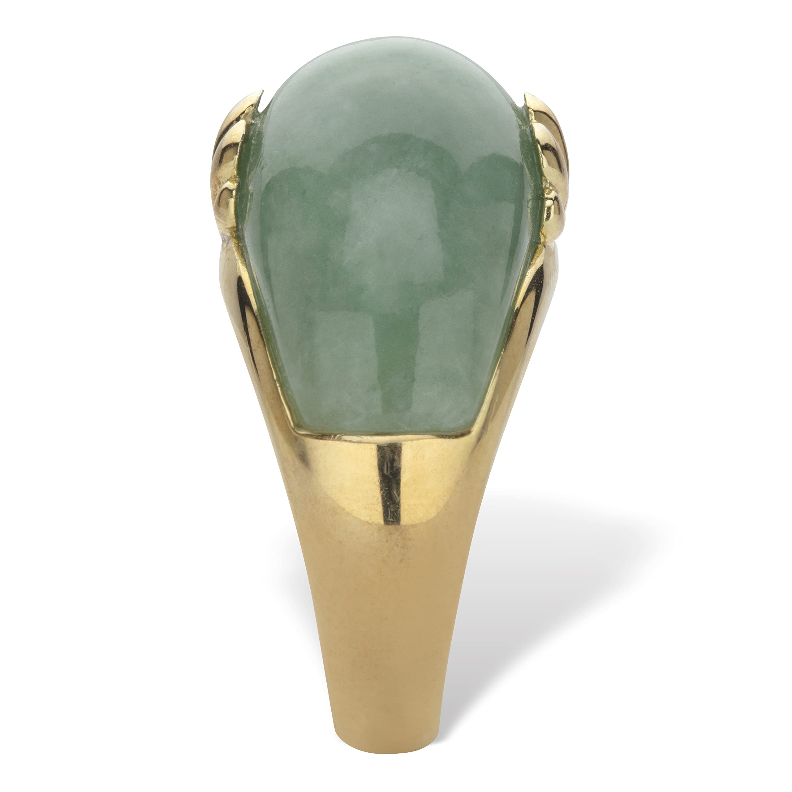 PalmBeach Yellow Gold-plated Sterling Silver Genuine Green Jade Ring Sizes 6-10 Size 7
