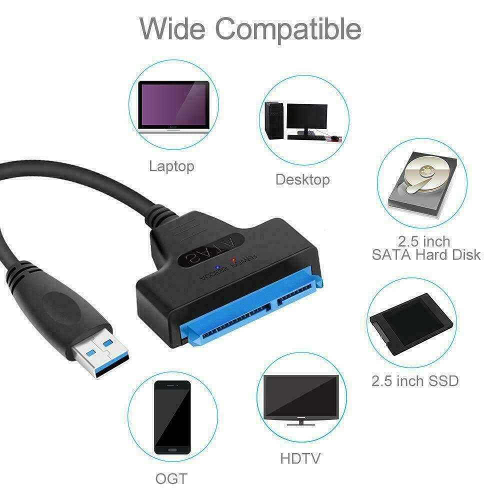 SATA to USB Cable,USB 3.0 to SATA III Hard Drive Adapter Converter for 2.5 Inch SSD & HDD Data Transfer, Support UASP (Black) Enterprises USA