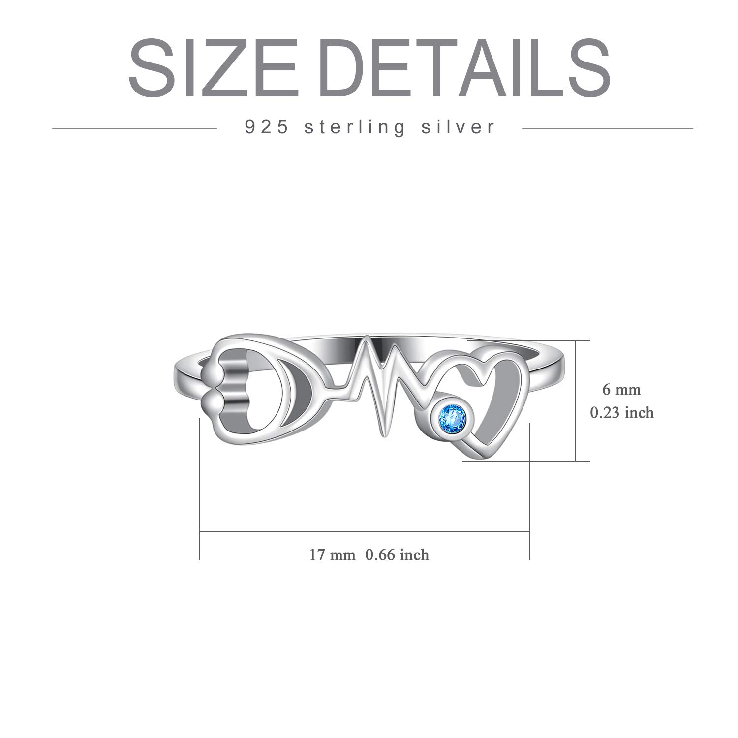 LONAGO Stethoscope Ring for Nurse Doctor Medical Student Graduation Birthday Gift (7, cubic-zirconia)