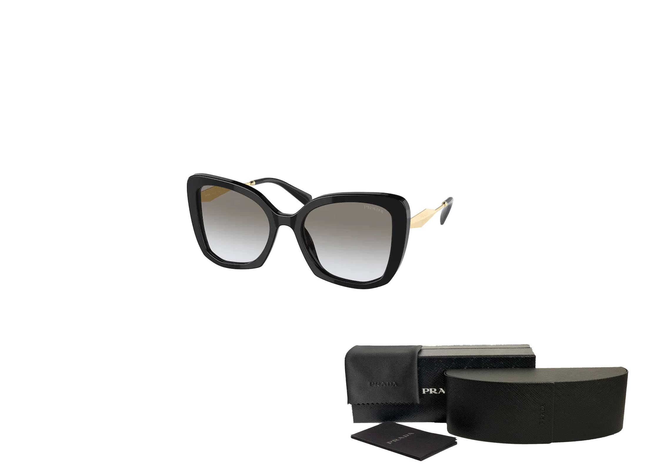 Prada PR03YS 1AB0A7 53MM Black/Grey Gradient Cateye Sunglasses for Women + BUNDLE with Designer iWear Eyewear Kit
