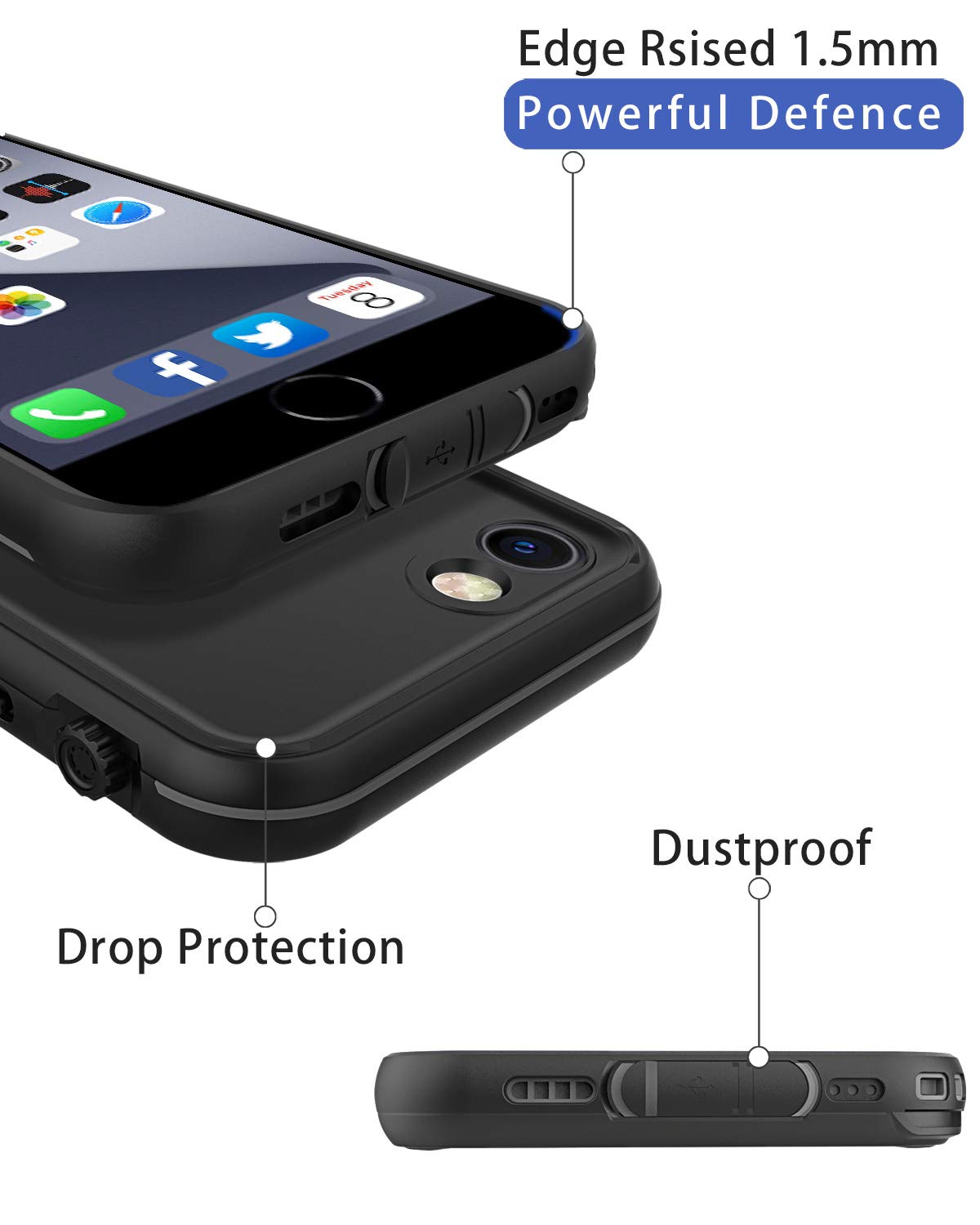 LOVE BEIDI iPhone 8 7 Waterproof Case Cover Built-in Screen Protector Fully Sealed Life Shockproof Snowproof Underwater Protective Cases for iPhone 8 7-4.7" (Purple/Rose/Orchid)