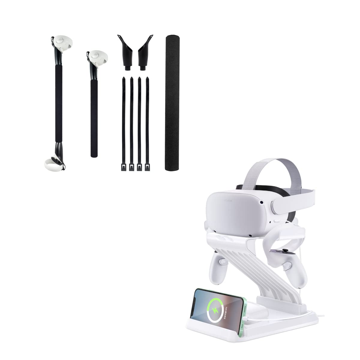 SINWEVR Long Stick Handle Bracket and Enhanced Charging Dock Compatible with Quest 1/2