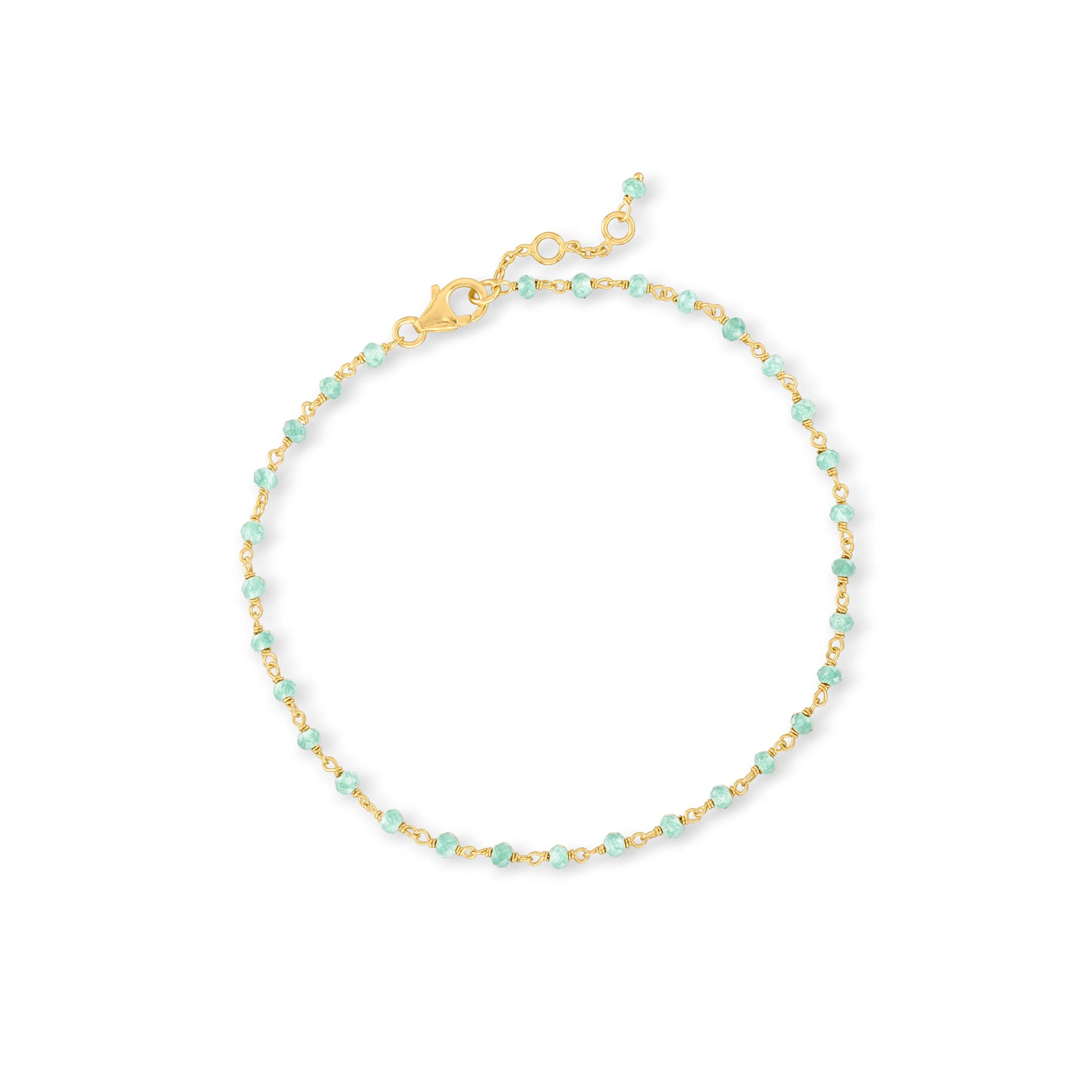 Ross-Simons 6.25 ct. t.w. Apatite Bead Anklet in 18kt Gold Over Sterling. 9 inches