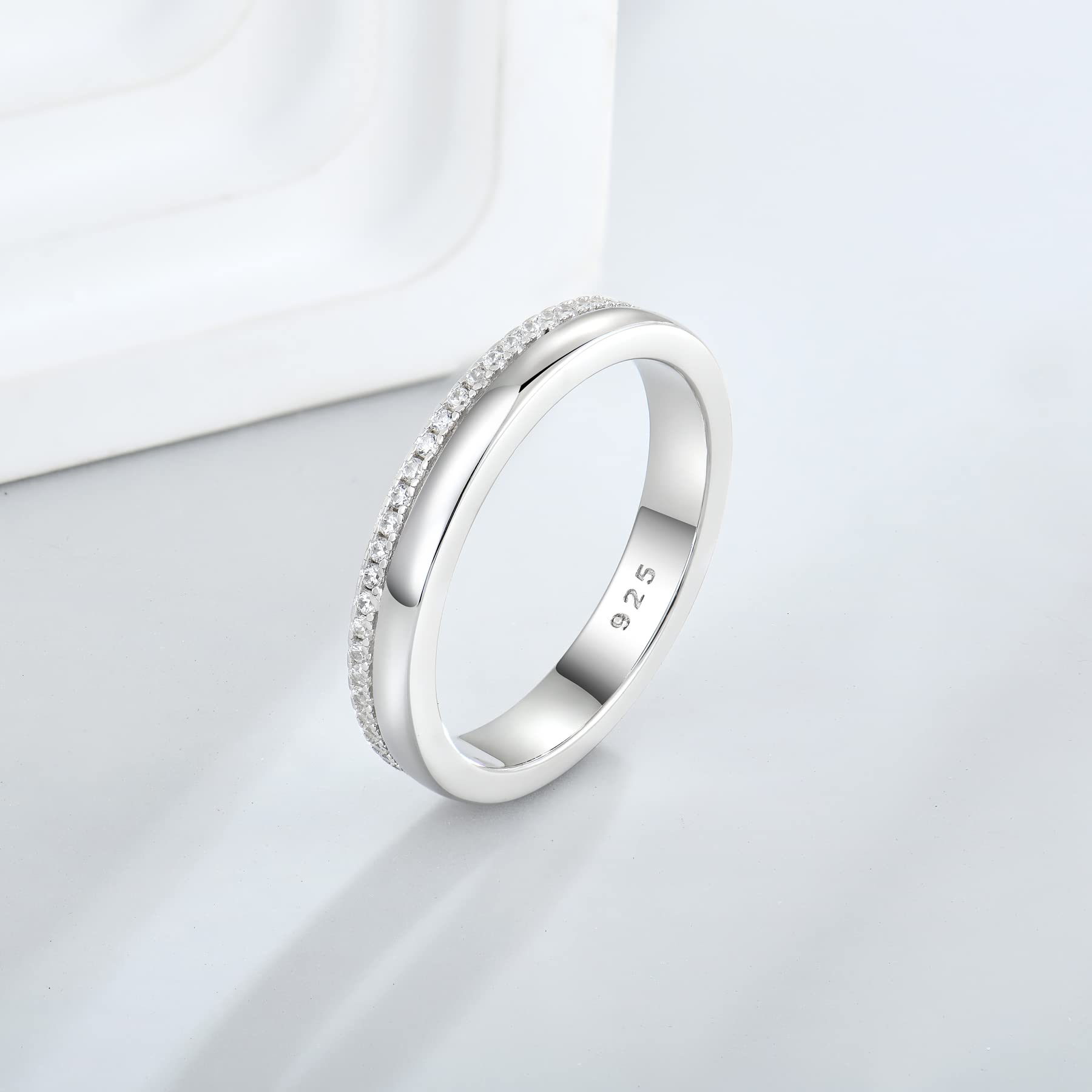 Romieka Rings Women's Eternity Ring 14K White Gold Plated 925 Sterling Silver 5A CZ Anniversary Wedding Engagement Ring, Size9
