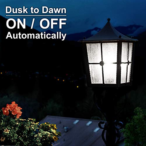 LOHAS Dusk to Dawn LED Outdoor Lighting, 12W(100Watt Equivalent) Smart Sensor Light Bulbs Daylight 5000K, A19 LED Bulb E26 Automatic On/Off Security Yard Lights, Perfect for Porch Garage Patio, 2 Pack