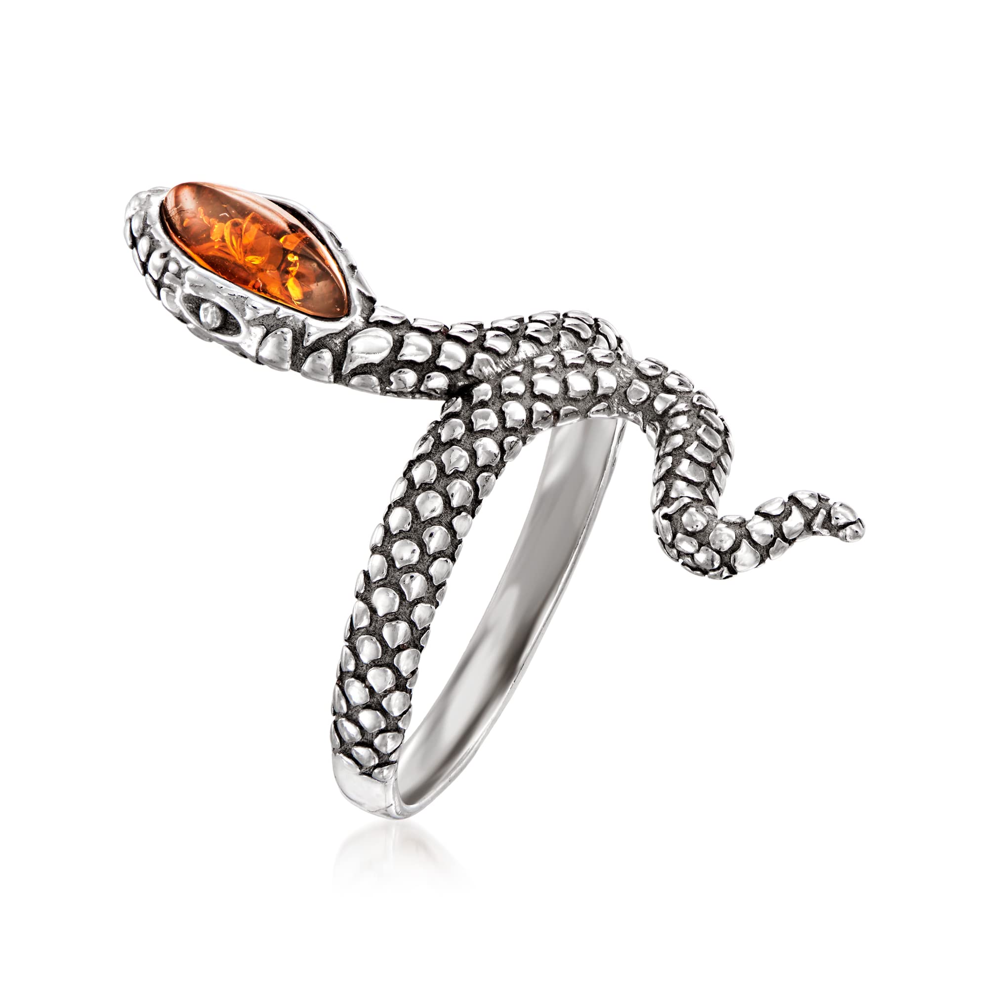 Ross-Simons Amber Snake Ring in Sterling Silver. Size 9