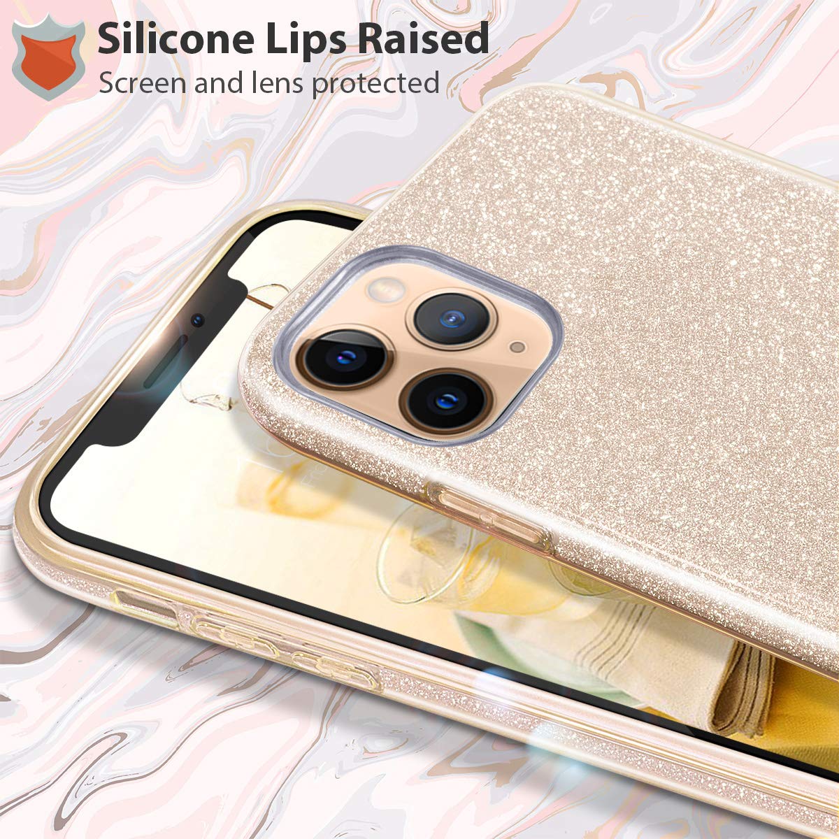 MATEPROX Compatible with iPhone 11 Pro Max case,Bling Sparkle Girls Women Protective Case for iPhone 11 Pro Max 6.5 inch(Gold)