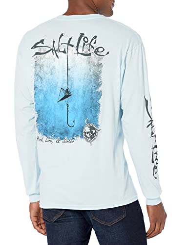 Salt Life Mens Hook Line and Sinker Fade Long Sleeve Classic Fit Shirt, Blue Stone, XX-Large