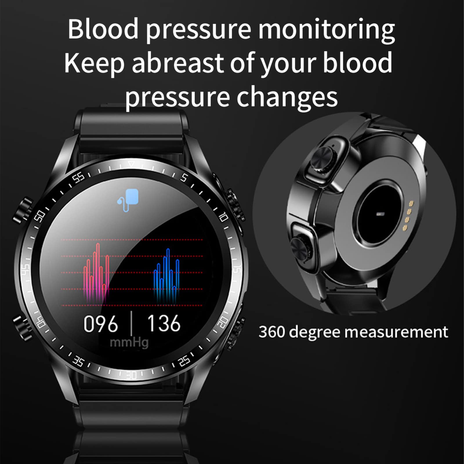 YaYiYa Mens Womens Smart Watch with Earbuds for Android Phones iOS Activity Tracker and Smartwatch with Text and Call for Men Women, Calories Heart Rate Step A