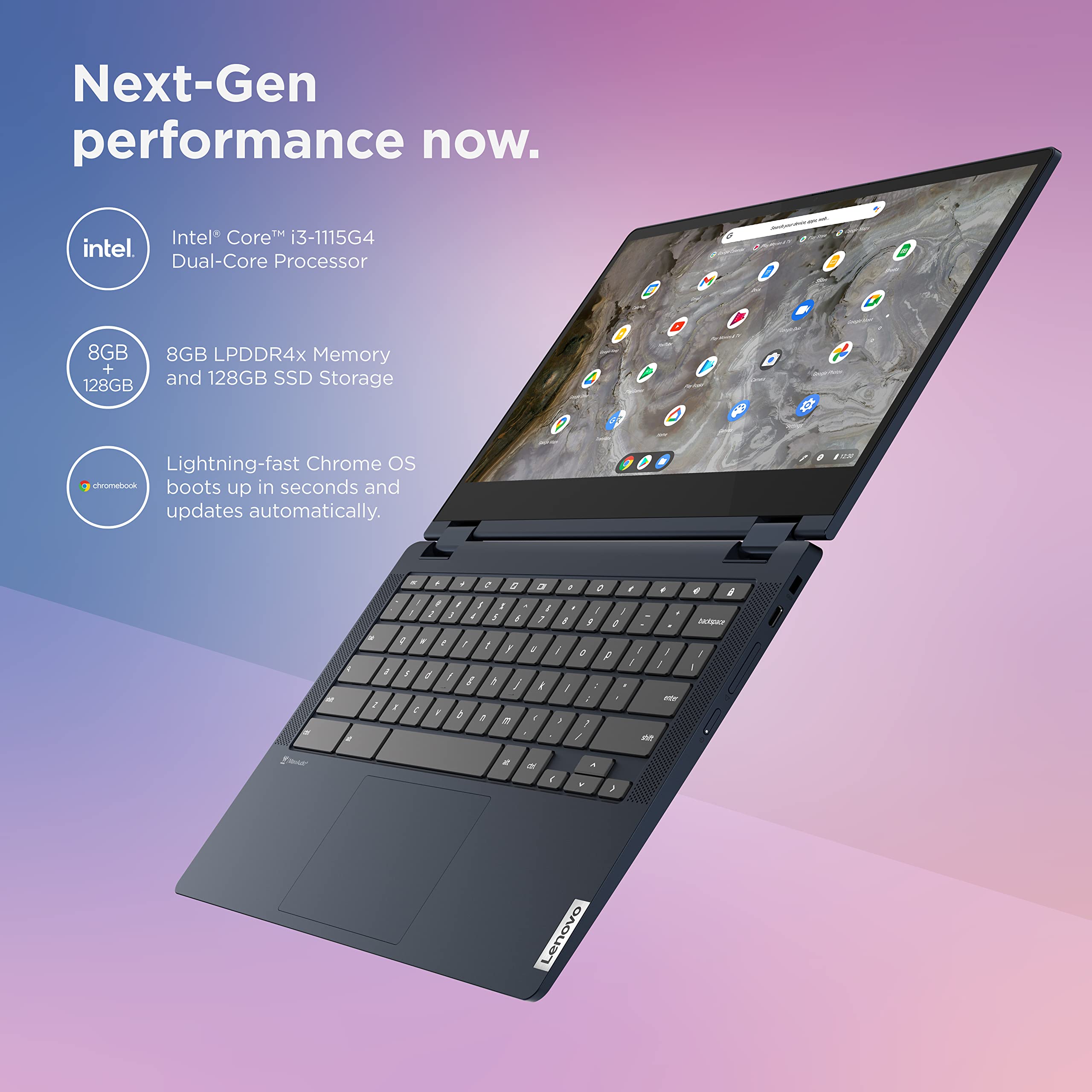 Lenovo - 2022 - IdeaPad Flex 5i - 2-in-1 Chromebook Laptop Computer - Intel i3-1115G4 - 13.3" FHD Touch Display - 8GB Memory - 128GB Storage - Chrome OS (Renewed)