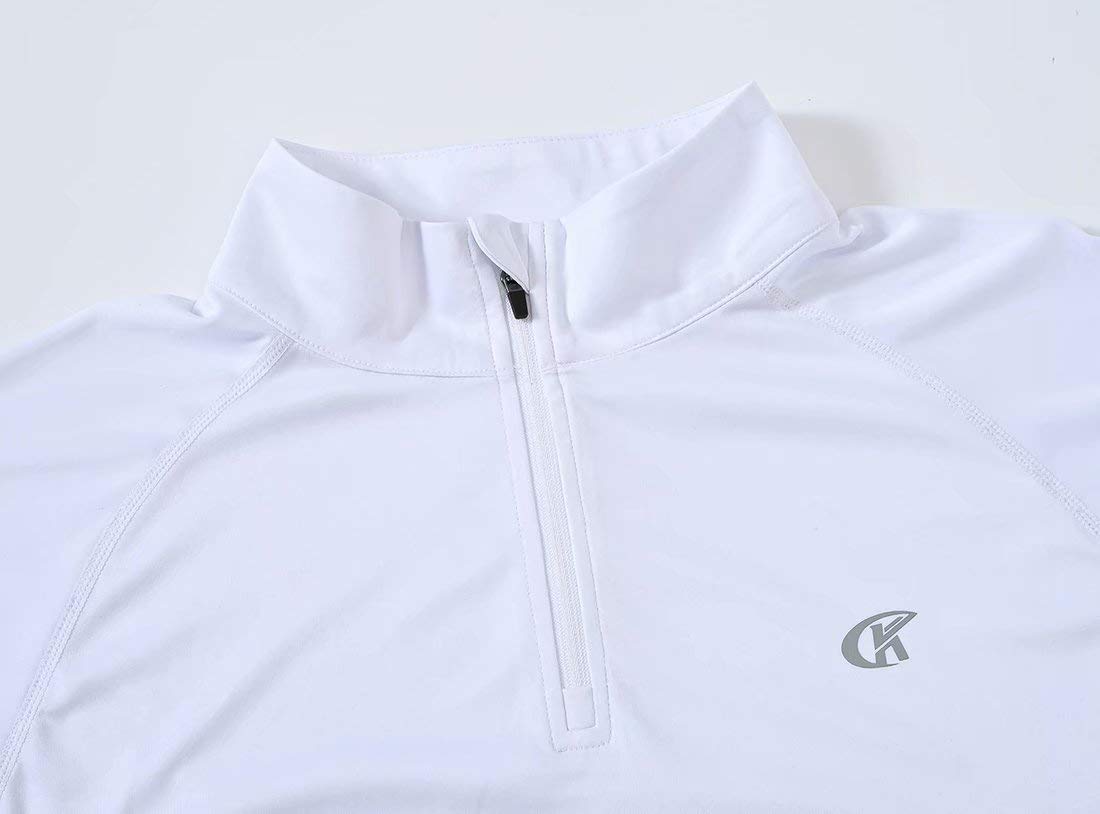Mens Outdoor Athletic Shirts UPF 50+ UV Sun Protection Long Sleeve T-Shirt White Medium