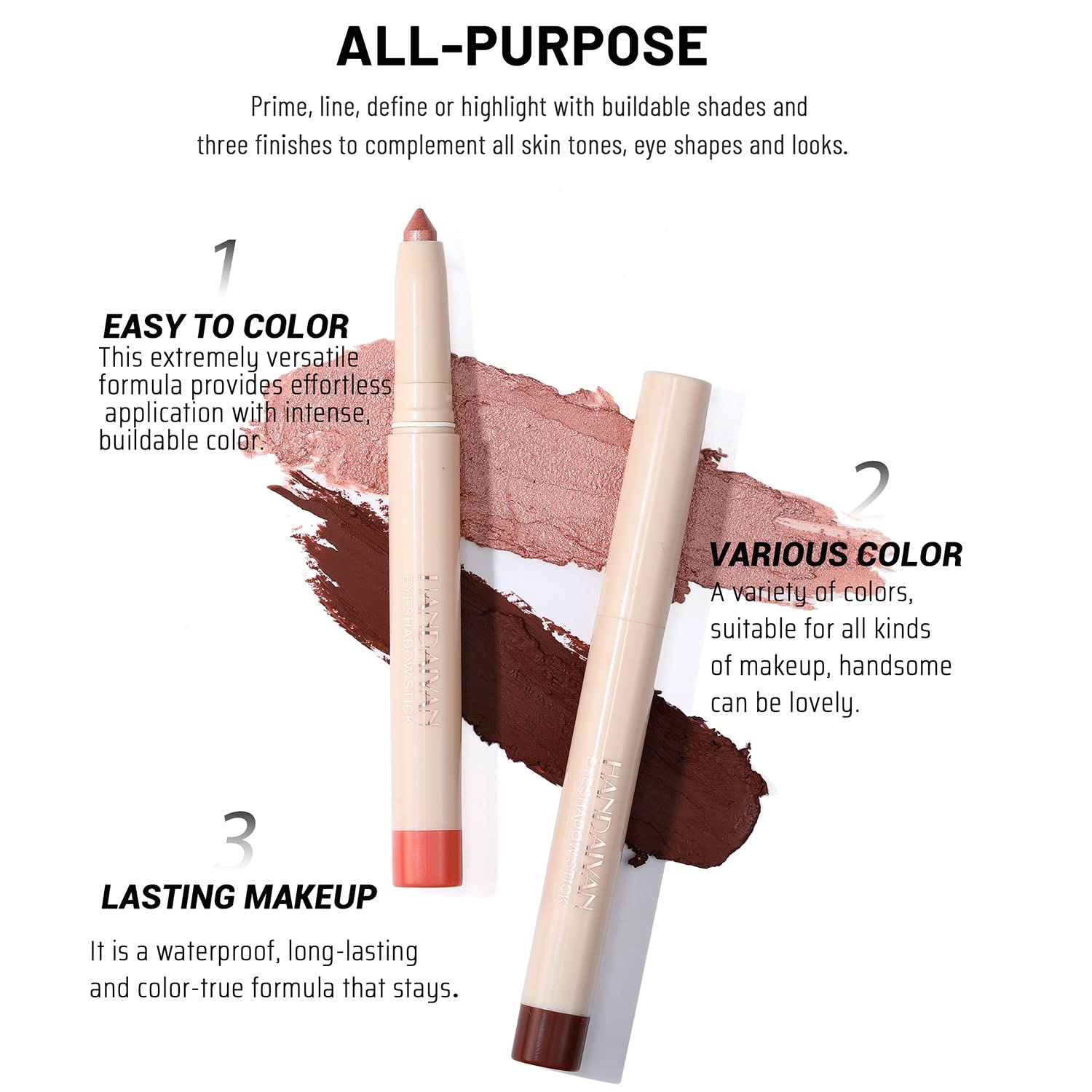 Topcent 12 Pcs Cream Eyeshadow Stick Set Soft Matte Shimmer Rainbow Earth Colors Highly Pigmented Long Lasting Waterproof Eye Shadow stick Eye Liner Makeup with Pencil Sharpener and Brush (Set B)