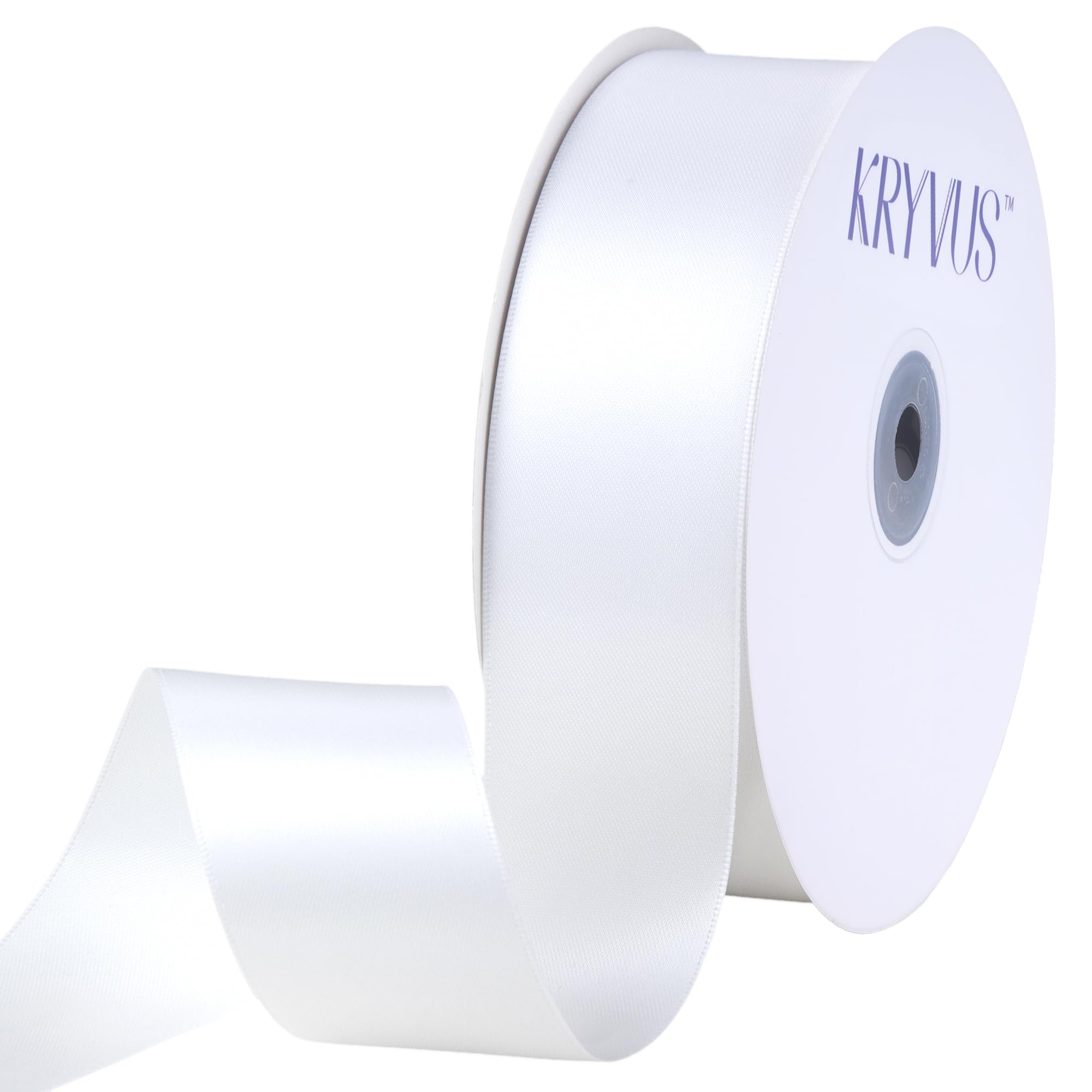 KRYVUS Double Faced 4" White Polyester Satin Ribbon 5 Yards Use for Bows Bouquet,Christmas Gift Wrapping,Floral Arrangement