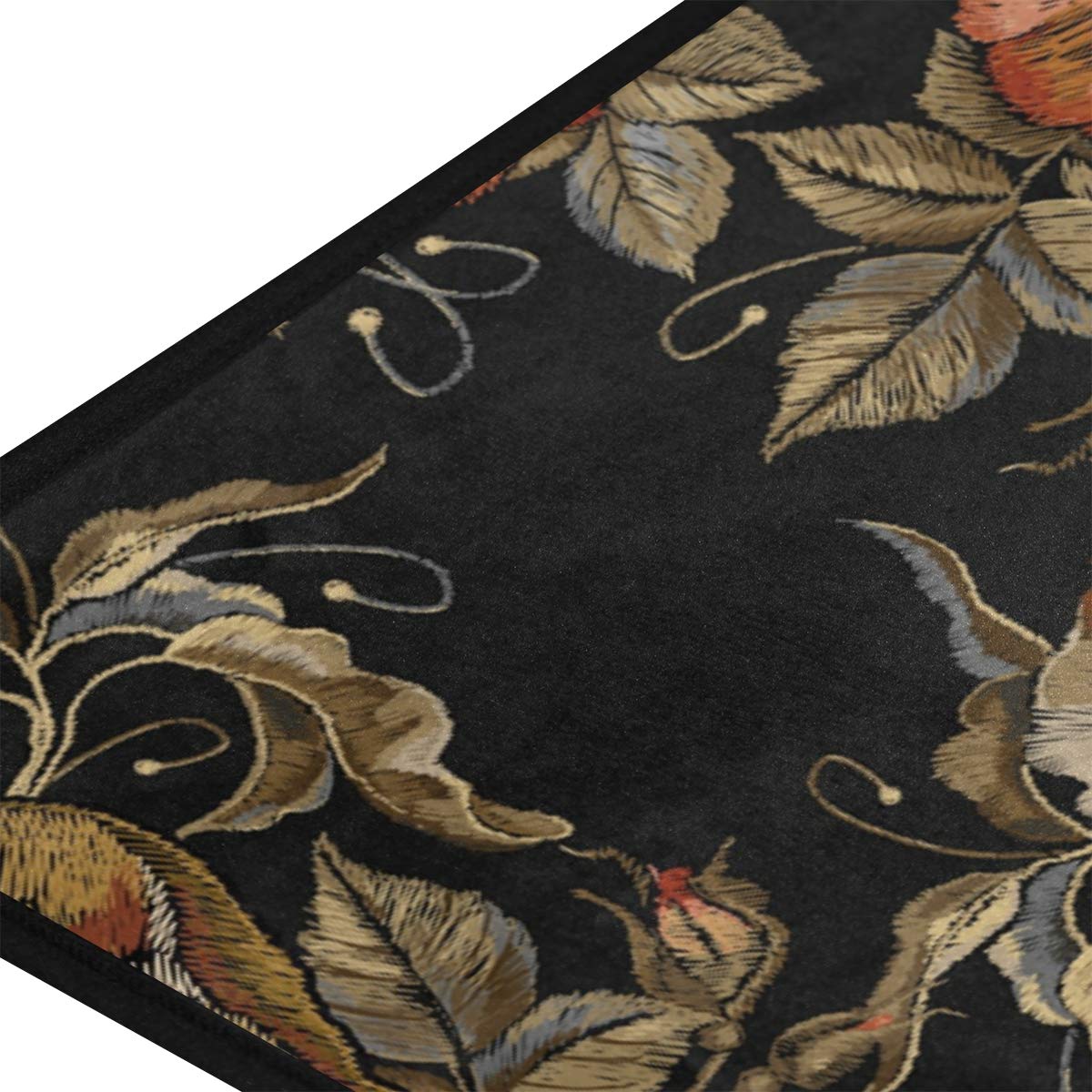 One Bear Skull Skeleton Flowers Kitchen Rugs Kitchen Mats Non Slip Washable Cushioned Mats Polyester AntiFatigue Comfort Floor Mat Doormat for Kitchen Washroom Bedroom 39 x 20 inch