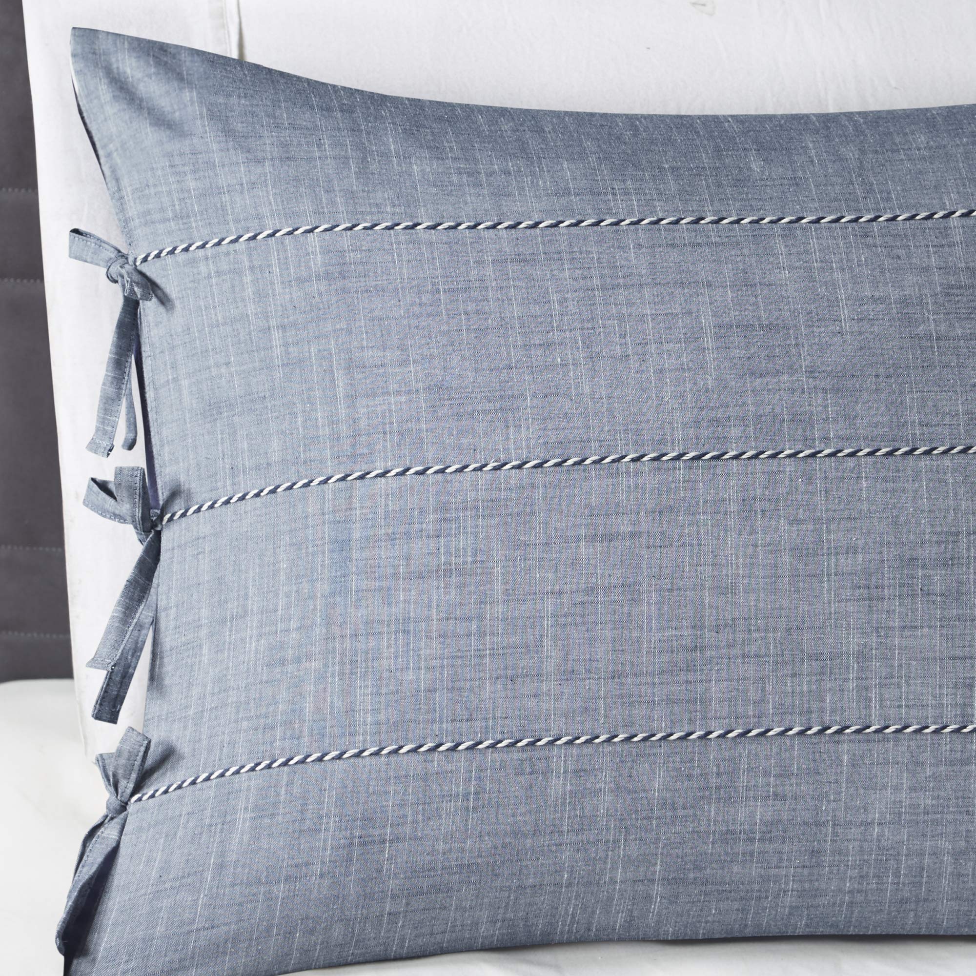 Madison Park Raven 3 Piece Cotton Yarn Dye Duvet Cover Bedding Set, Full/Queen Size, Denim Blue
