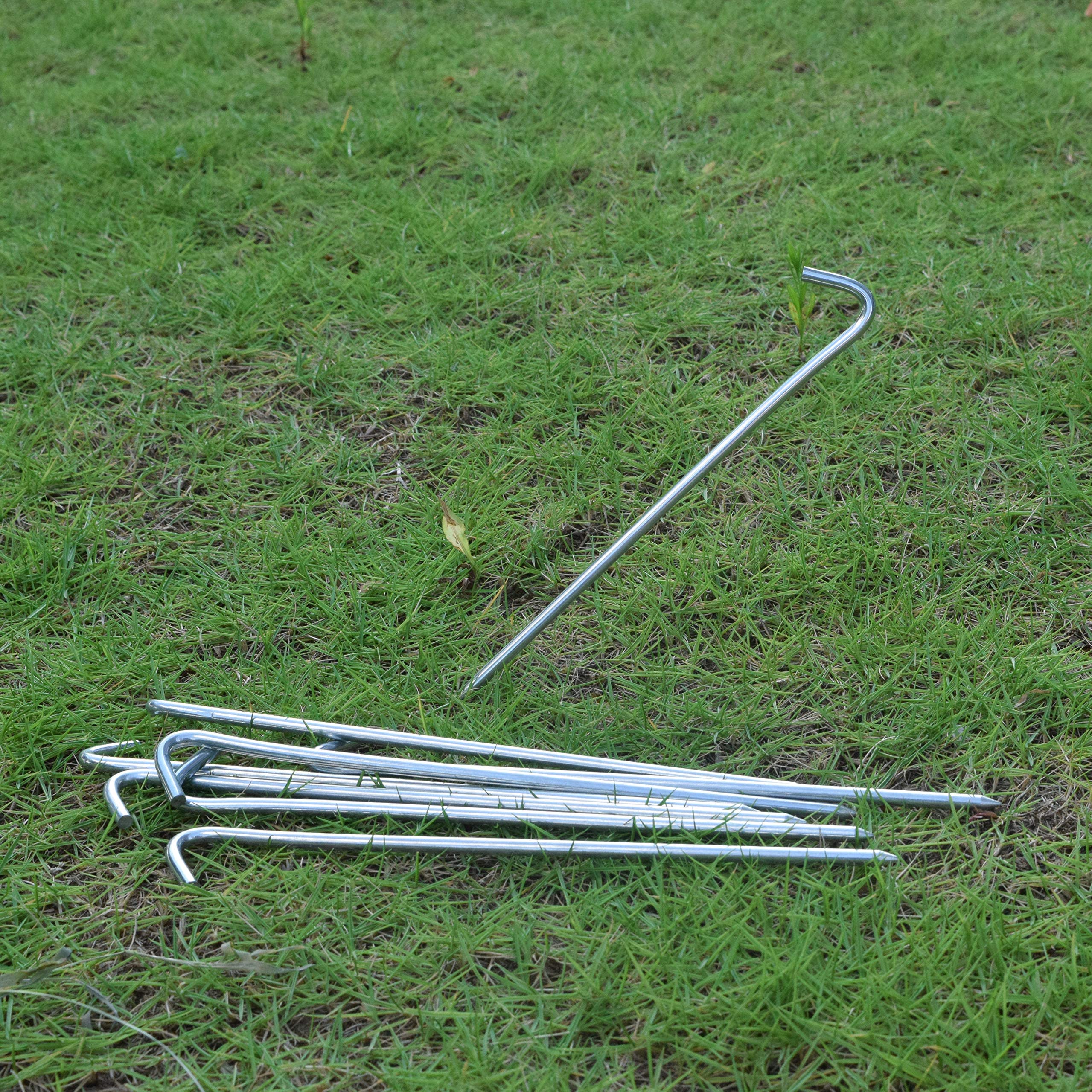 MySit 9" Tent Stakes Inflatable Stake 30 Pack, Heavy Duty Galvanized Metal Tent Pegs Garden Staples Ground Pins Camping Fence Hooks for Inflatables, Outdoor Garden Christmas Decorations, Trap