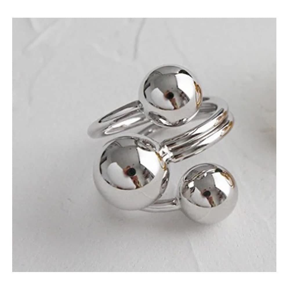 Round Bead Ball Ring Adjustable Opening Ring Finger Rings for Women Girls Bead Statement Band Wrap Ring Birthday Jewelry