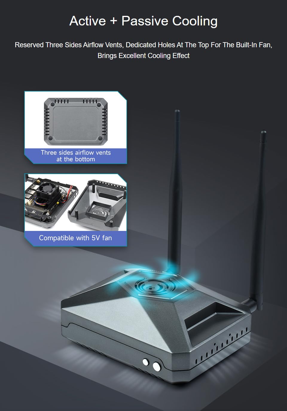 Waveshare Aluminum Case for Jetson Nano Developer Kit with GPIO Adapter ONLY for Waveshare Jetson-Nano-DEV-KIT