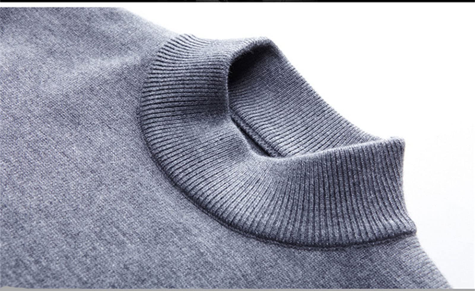 Mens Half Turtleneck Wool Blend Sweaters Thermal Soft Fleece Sweater Tops Casual Fit Thick Long Sleeve Pullover T-Shirt (Light Grey,Large)