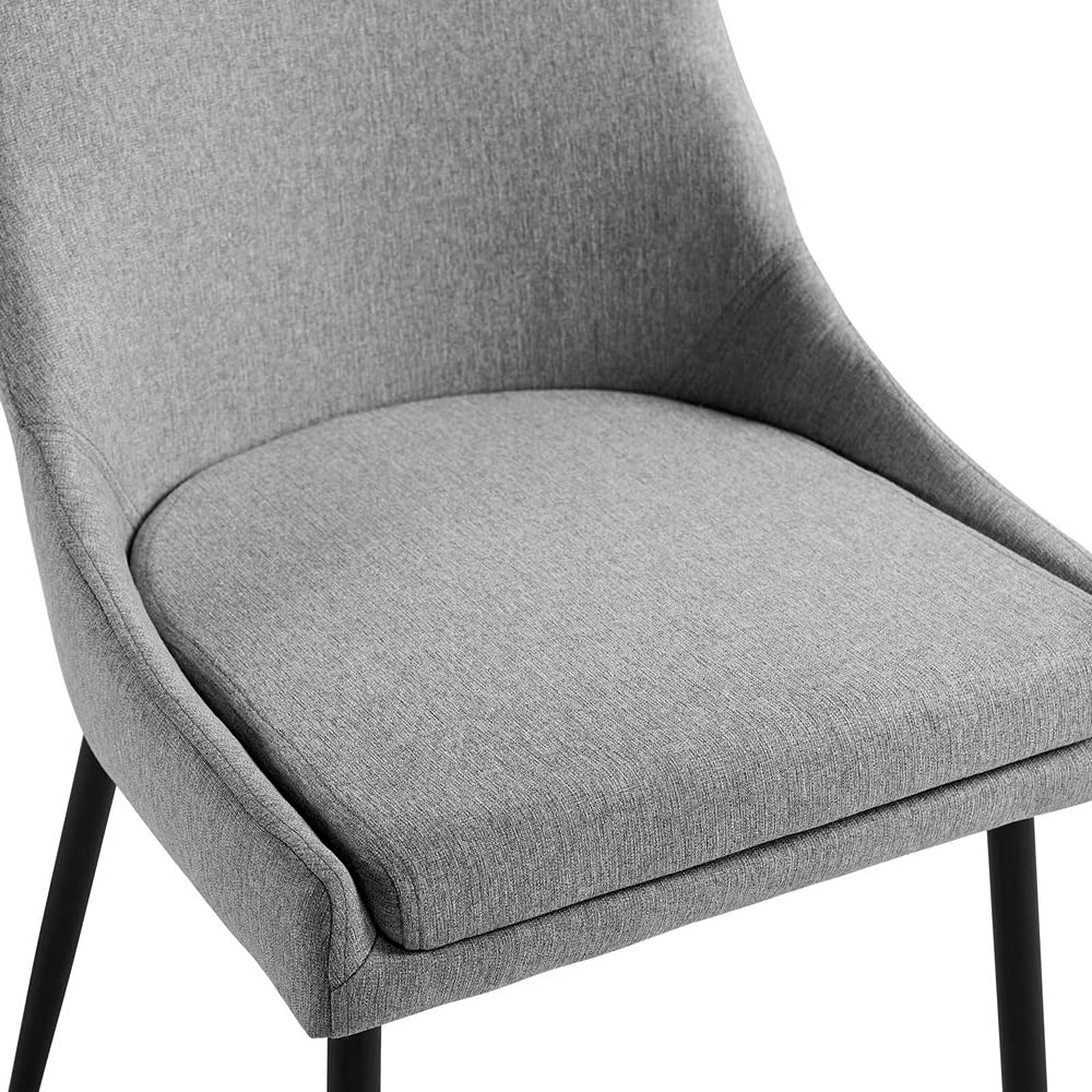 Modway Viscount Upholstered Fabric Dining Chairs - Set of 2, Black Light Gray
