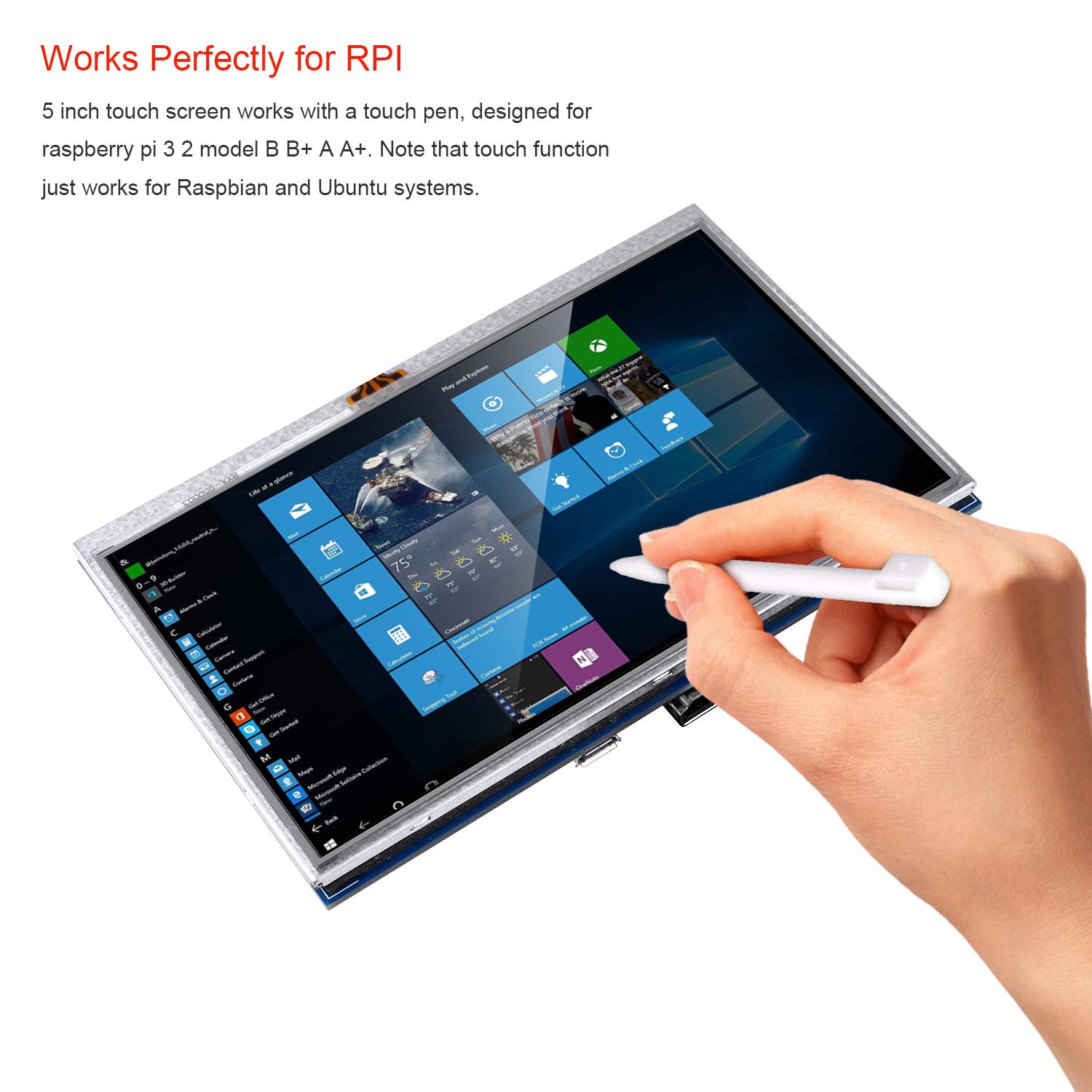 kuman 5 inch Resistive Touch Screen with Protective Case 800x480 HDMI TFT LCD Display Module for Raspberry Pi 3B+/3B 2 Model B RPi 1 B B+ A A+ SC5AC (5 inch Raspberry pi Display with Protection case)
