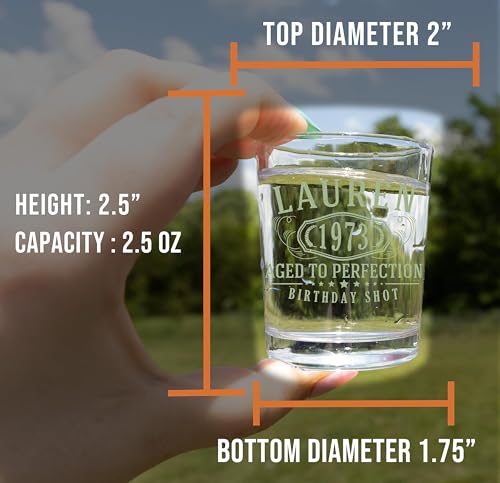 Personalized Etched 2.5oz Shot Glasses 2pk - Customized Birthday Gifts Men Women, Custom Engraved Name Age, Anniversary Retirement Gift Ideas Him Her, Cheers to Turning Years Old, 40th, Cute, Bernard