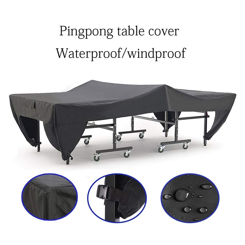 KOET P-ing Pong Table Cover β 280x153x73cm β with Buckle Strap - Classic Collection β Polyester Taffeta - Black/Grey