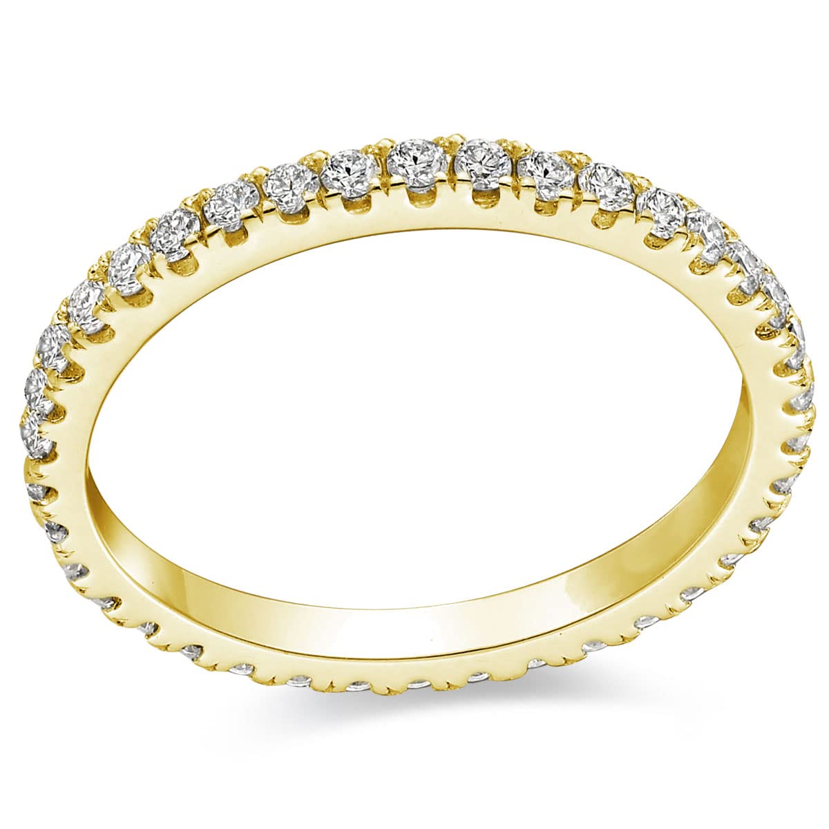 Sizeron 1cttw Moissanite Wedding Bands 14K Yellow Gold Plated Sterling Silver Full Eternity Ring Christmas Gift For Women Size 8
