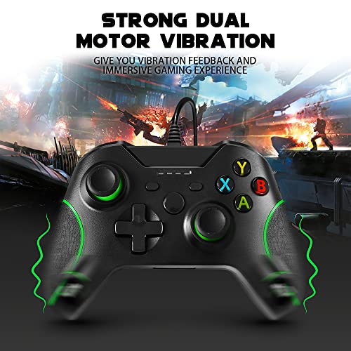 SAMINRA Replacement for Xbox One Wired Controller, Black USB Gamepad Joystick Controller for PC Windows 10 with 3.5mm Audio Jack