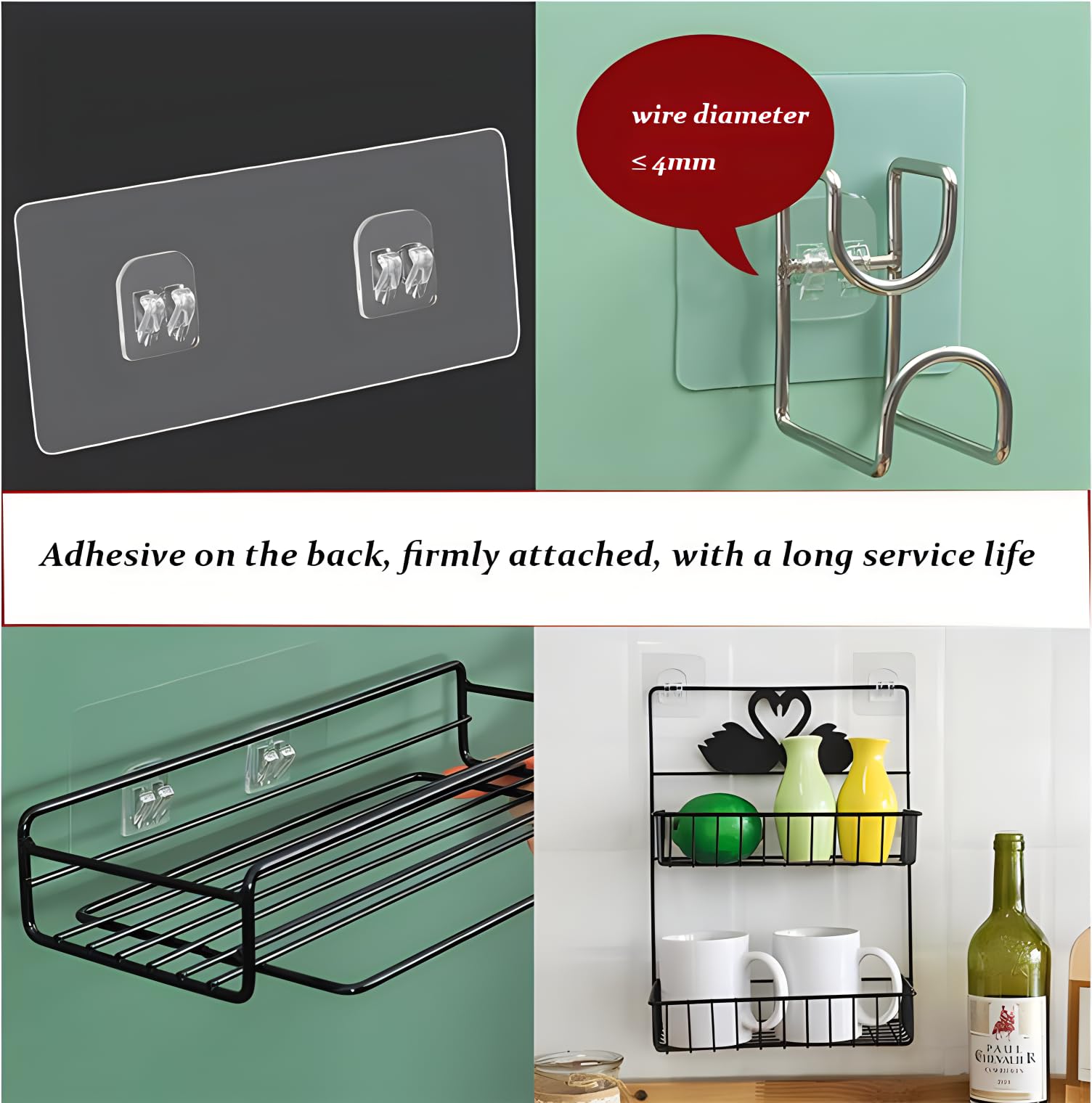YOFAN 12-Pack Clear Adhesive Suction Sticker for No Drilling Bathroom Shower Shelf Accessories, Super Strong Adhesive Wall Sticker for Shower Caddy and More