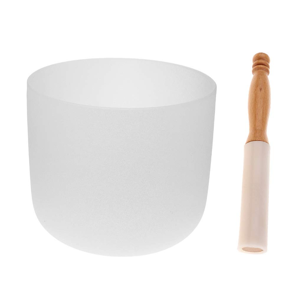 SJYDQ 7inch F Note Quartz Crystal Singing Bowl with Rubber Mallet Stick for Meditation Yoga Accessory